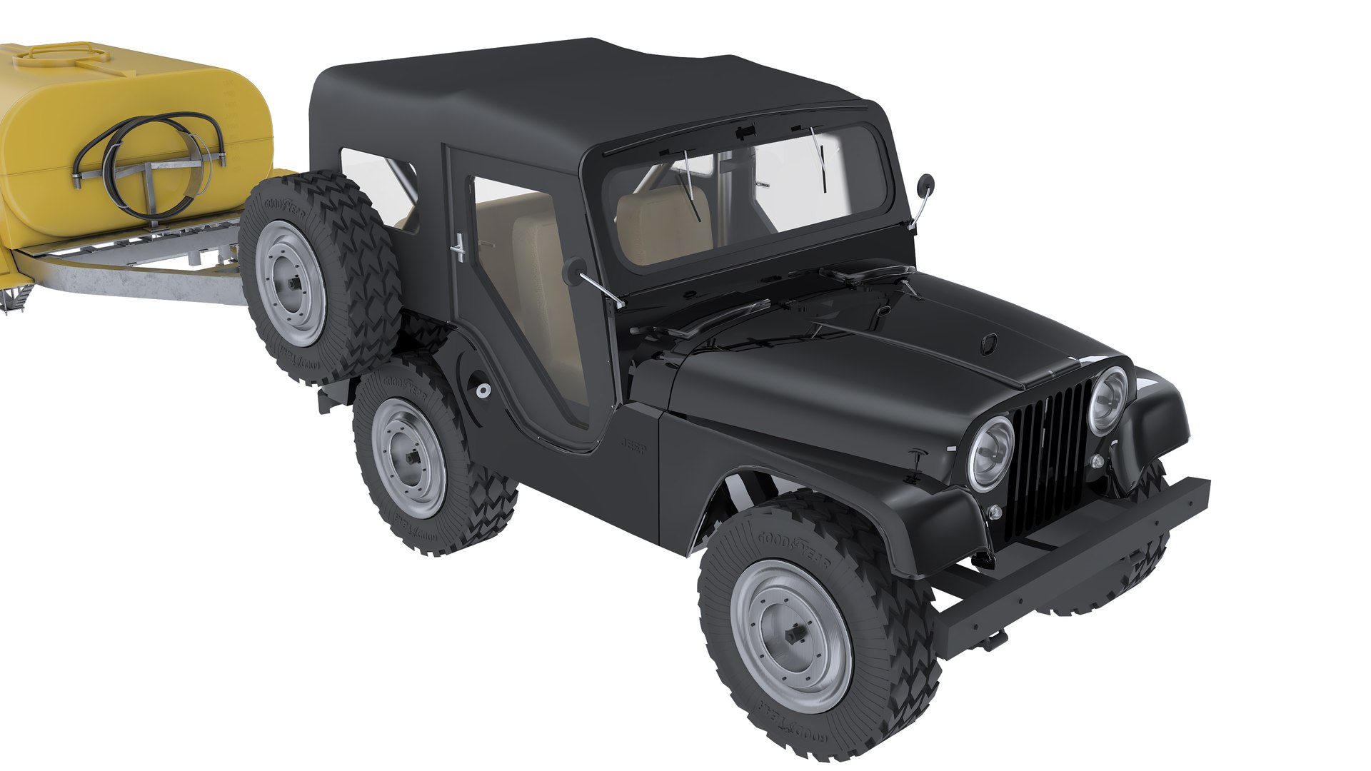 3D Jeep With Water Tank Trailer Model - TurboSquid 2236154