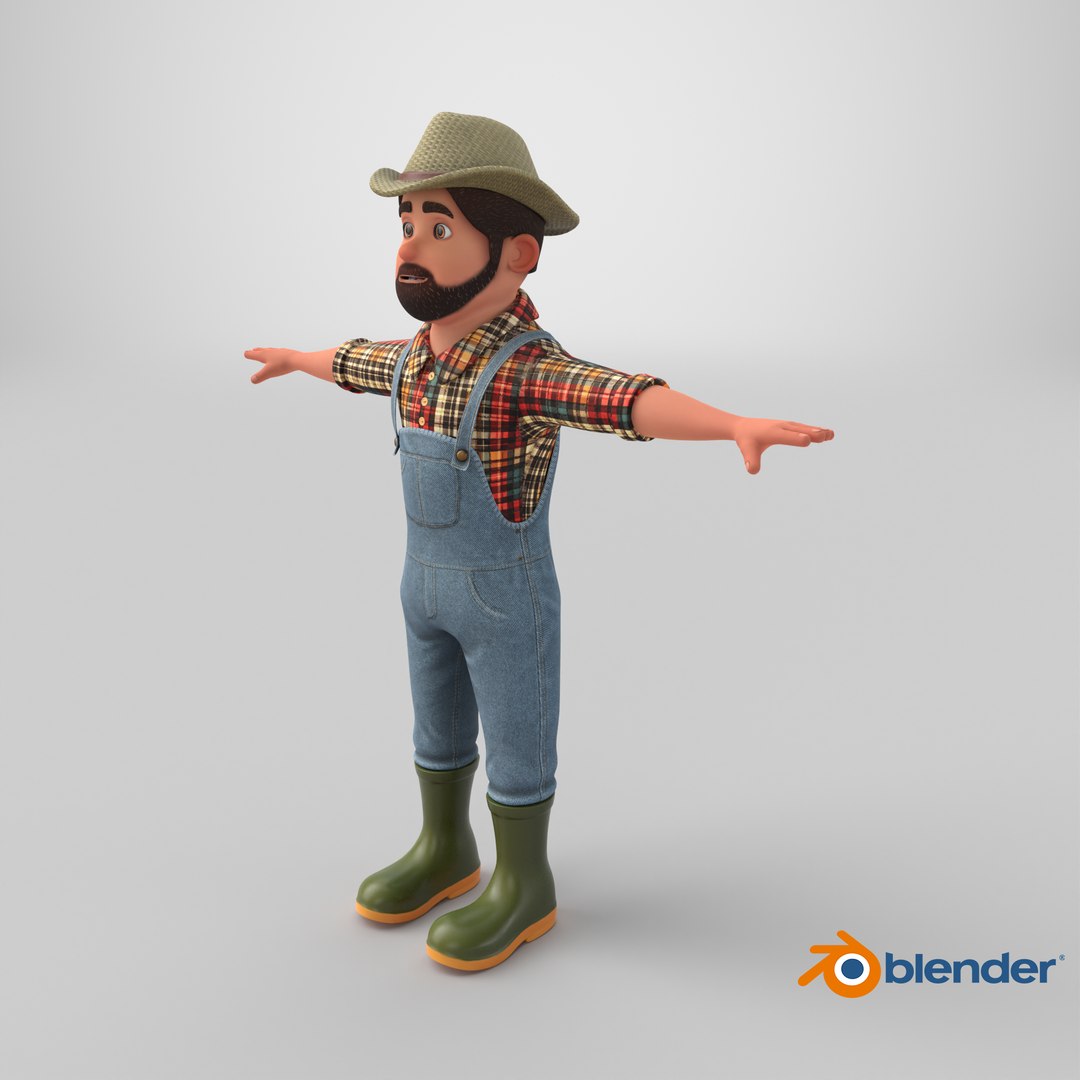 Cartoon Farmer V2 Model - TurboSquid 2190115
