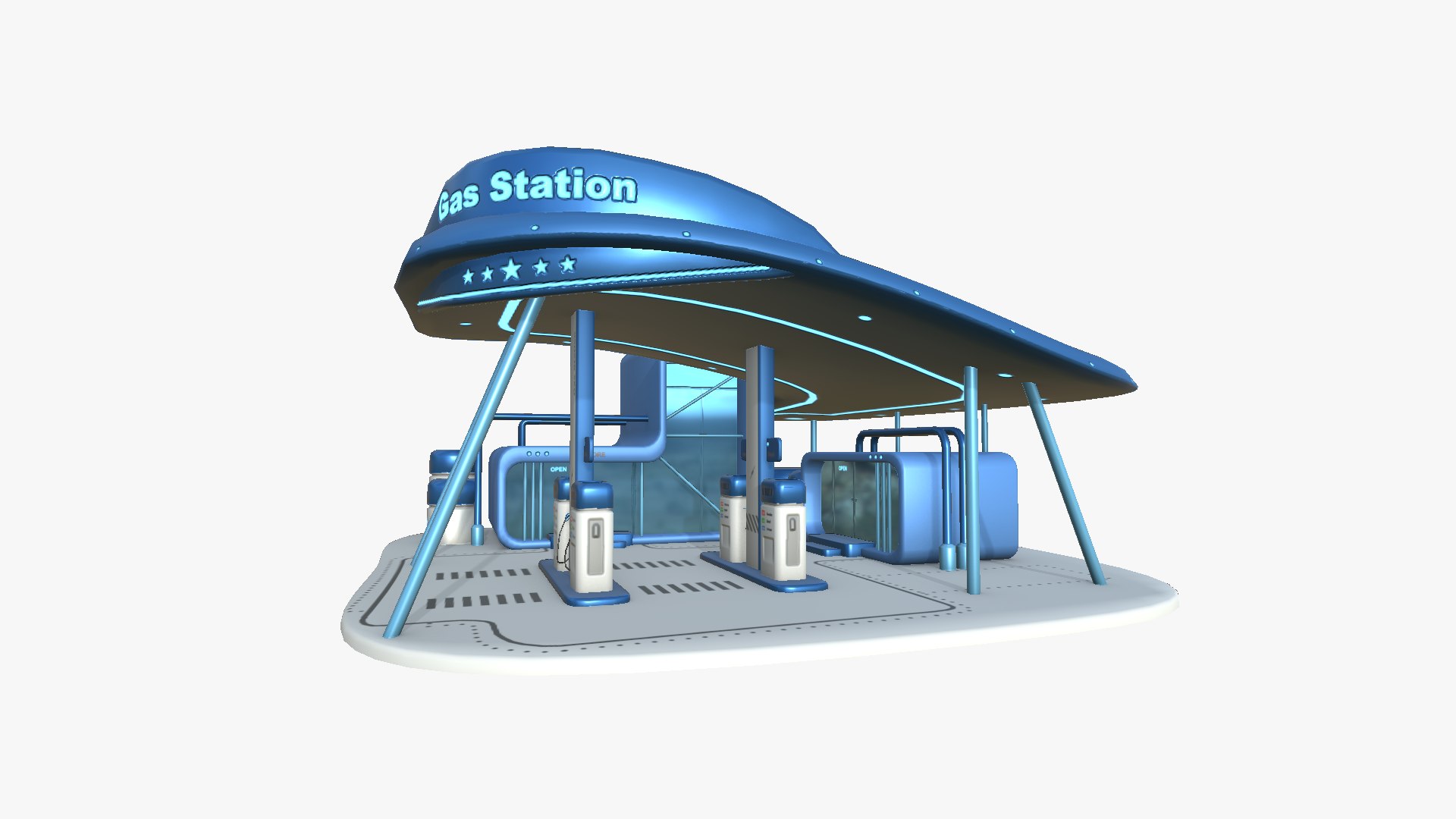 SciFi Gas Station A03 Blue - Sci Fi Exterior Design model - TurboSquid ...
