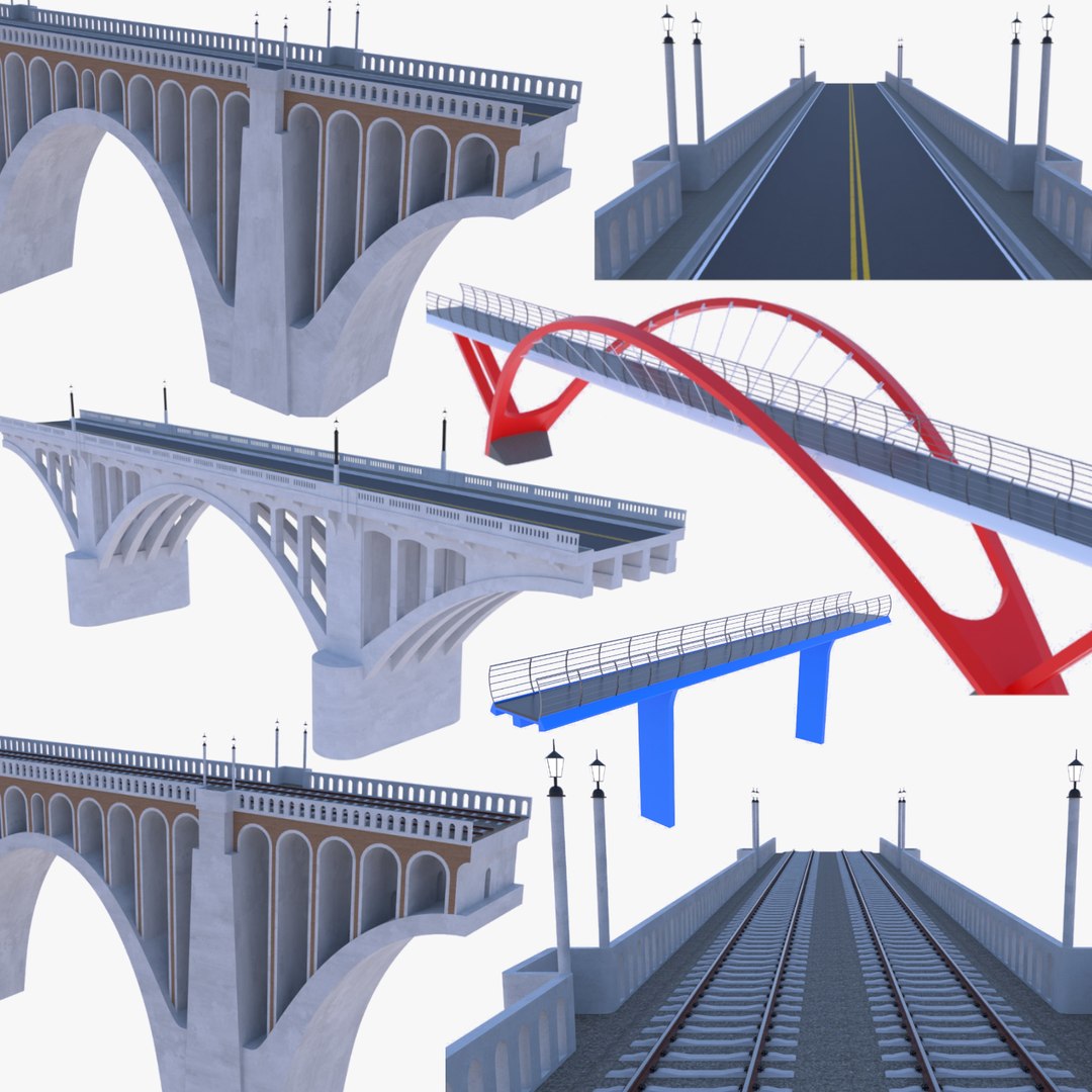modelo 3d Puentes peatonales de carretera y ferrocarril - TurboSquid ...