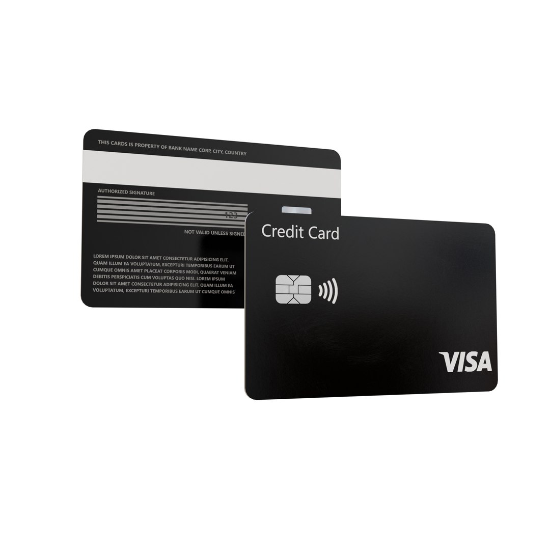 3D Simple Black Credit Card Model - TurboSquid 1896449