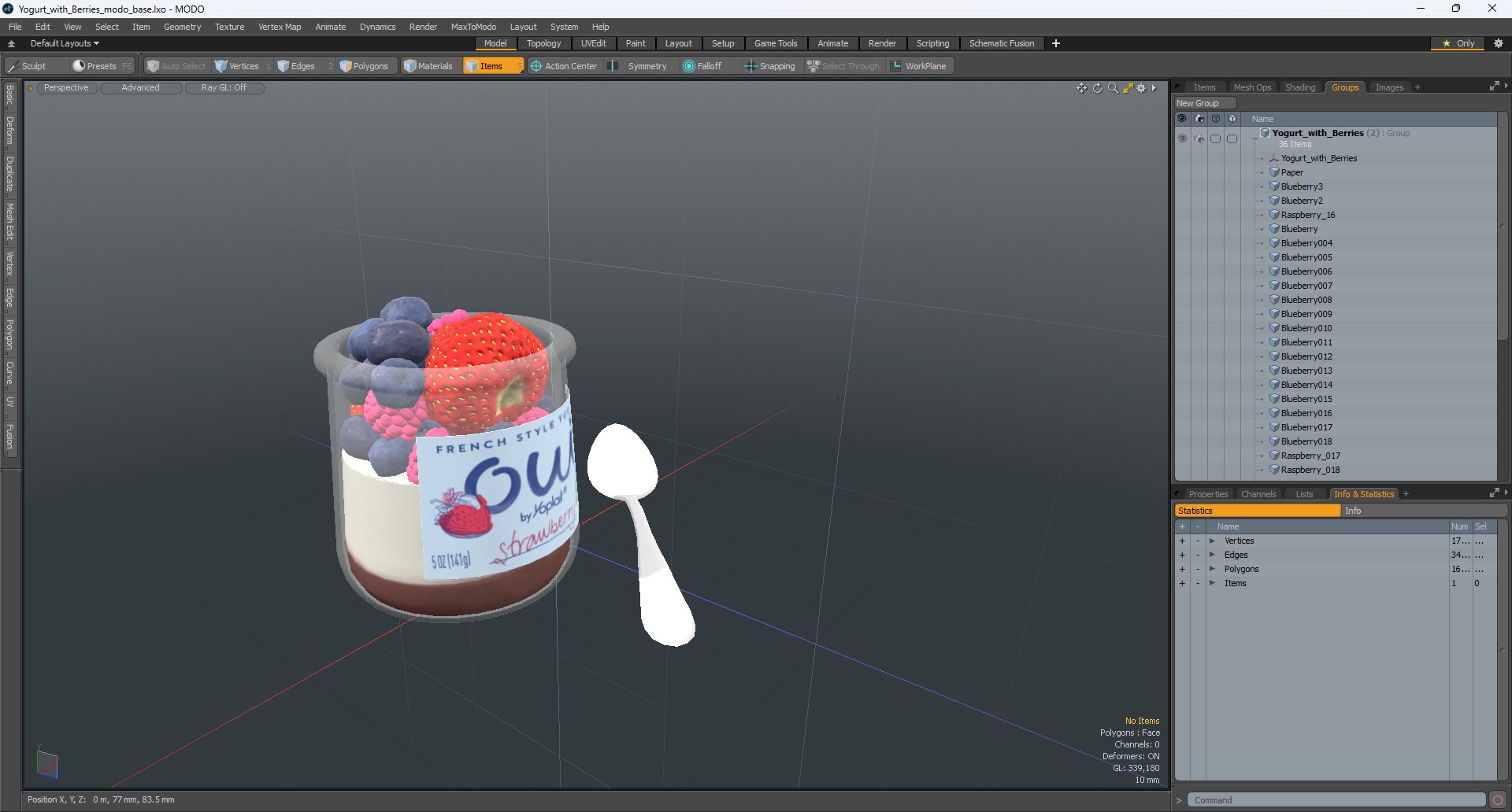 3D Model Yogurt With Berries - TurboSquid 2277731