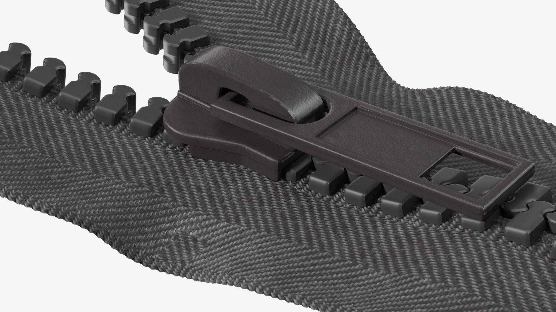 3D Two Sided Plastic Zipper Opened Black - TurboSquid 1793860