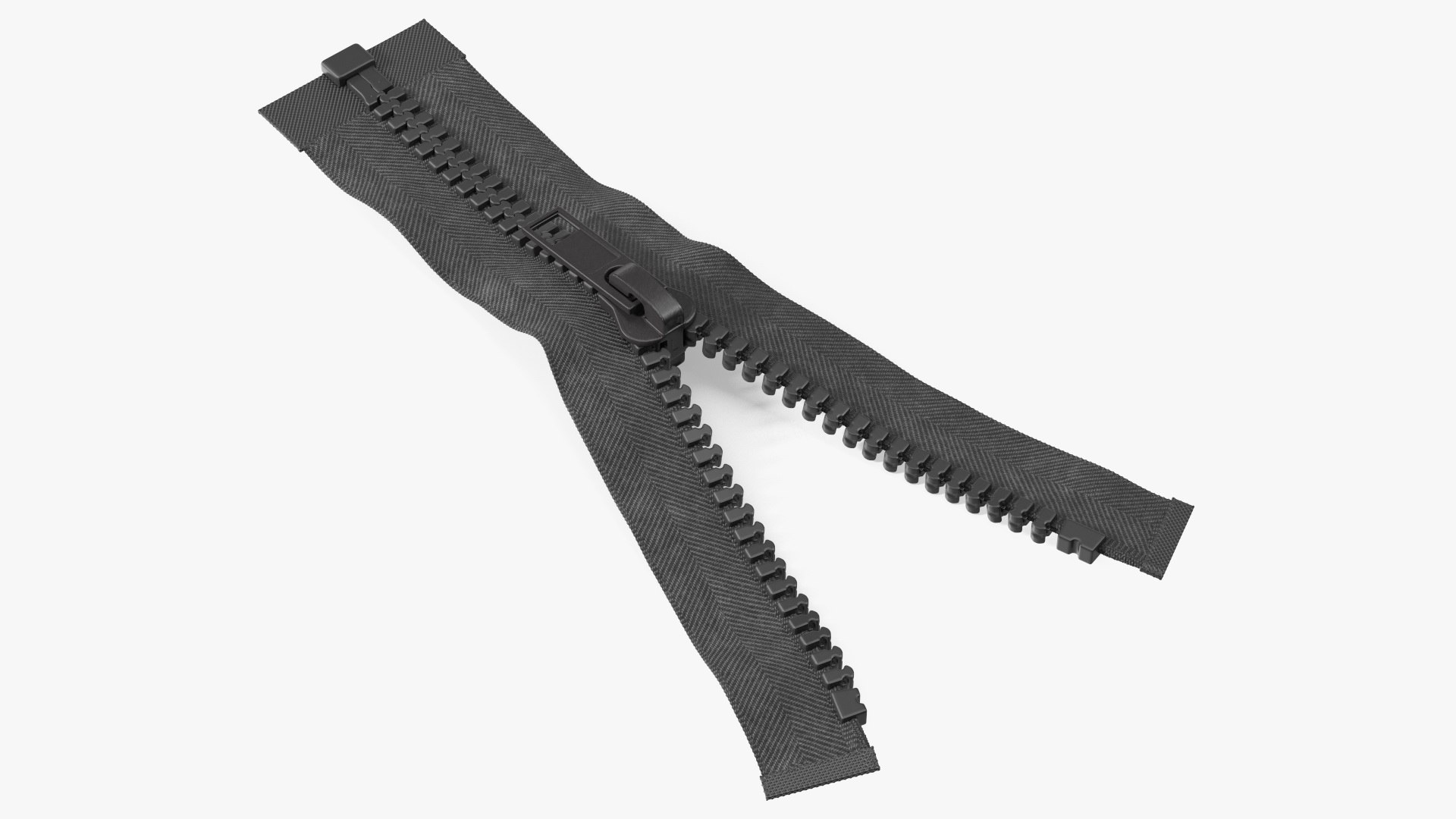 3D Two Sided Plastic Zipper Opened Black - TurboSquid 1793860