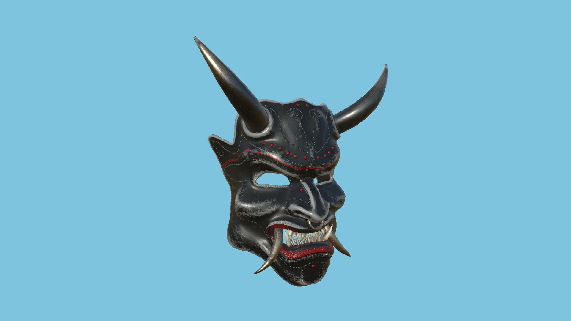 3D Model Oni Mask 05 Black - Hannya Fantasy Character Design ...