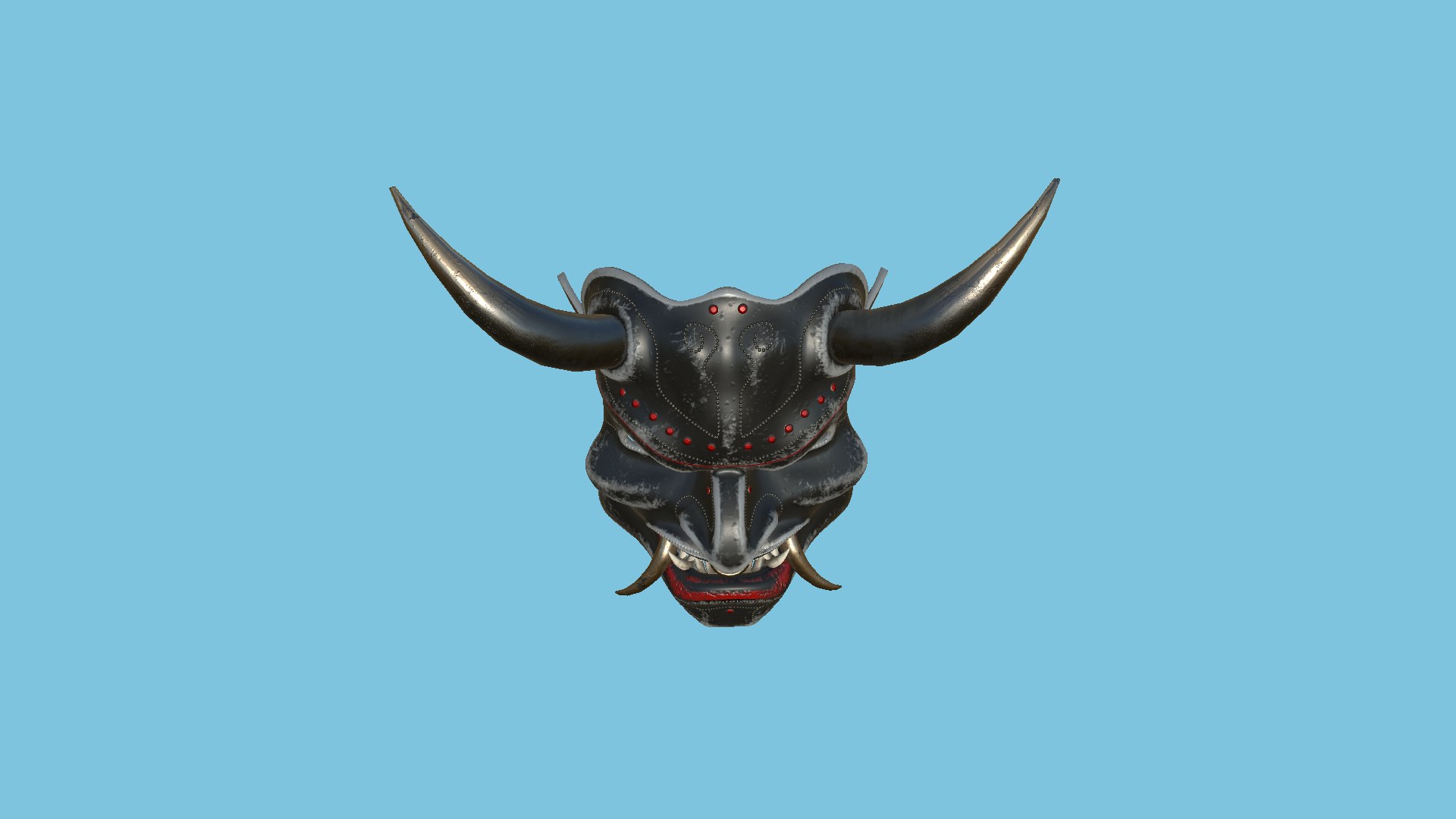 3D Model Oni Mask 05 Black - Hannya Fantasy Character Design ...