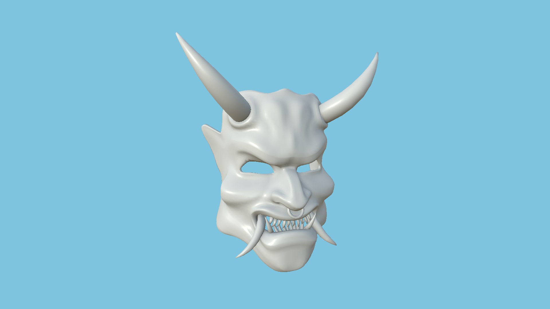 3D Model Oni Mask 05 Black - Hannya Fantasy Character Design ...