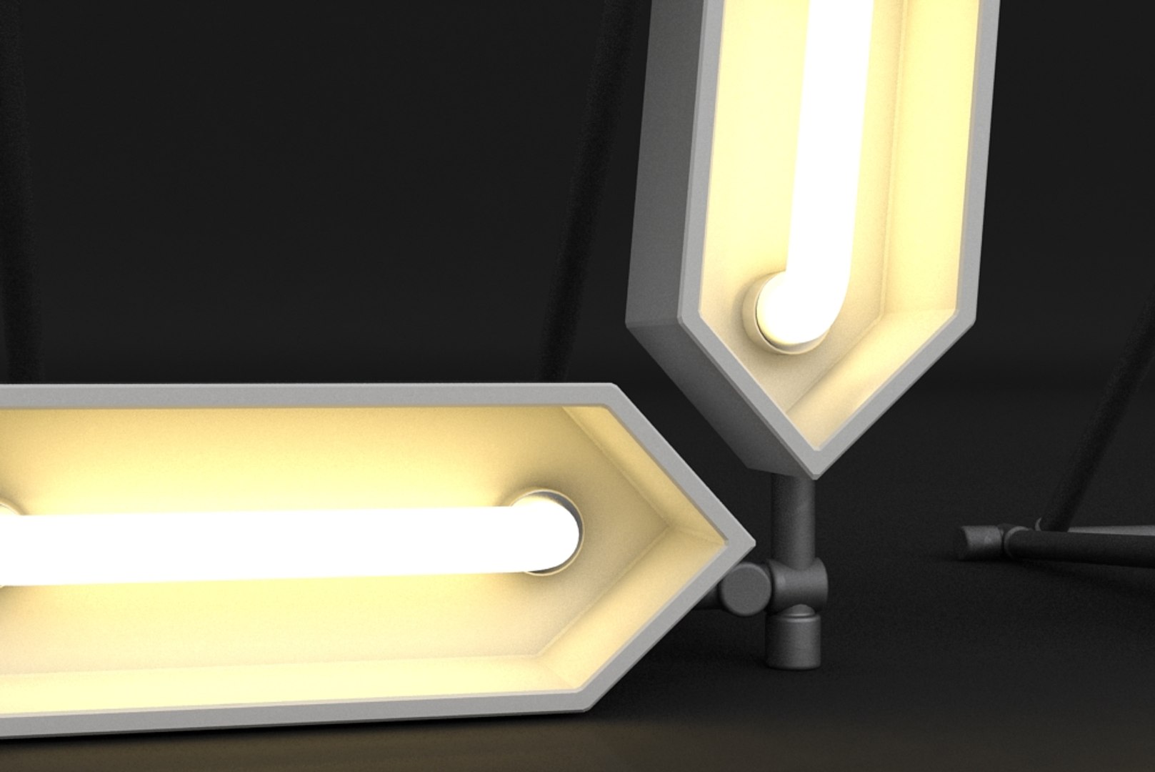 letters neon lights tube 3d max