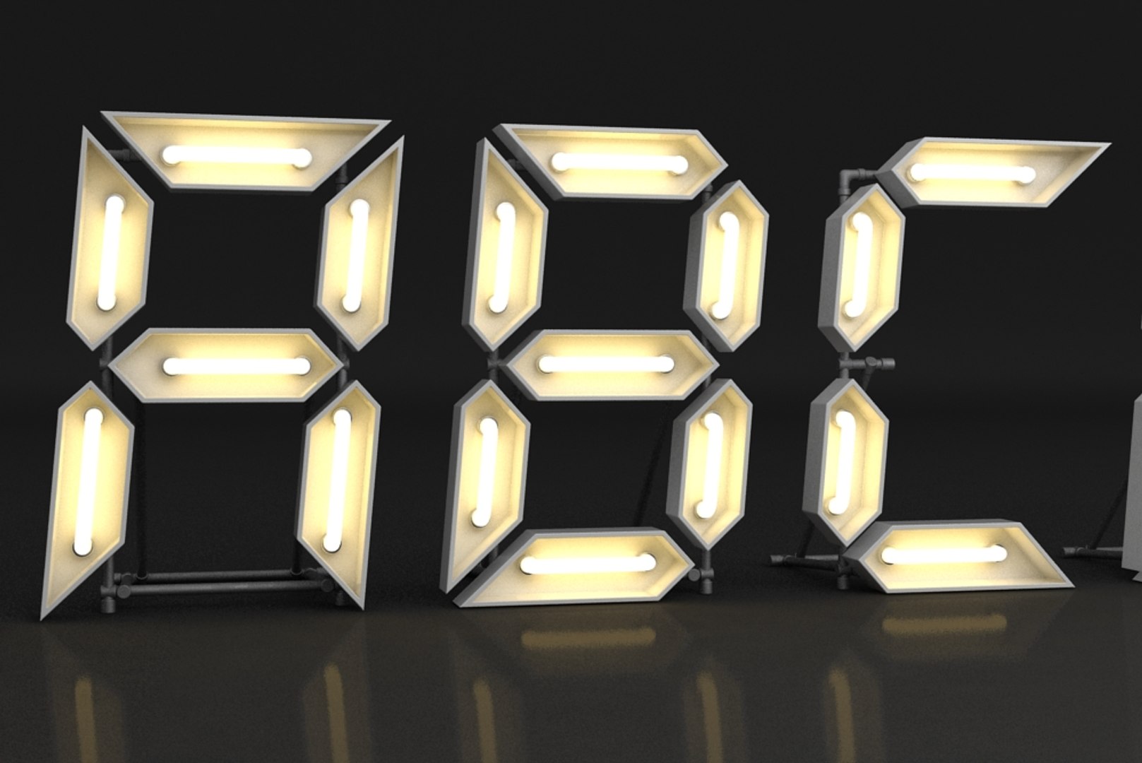 letters neon lights tube 3d max
