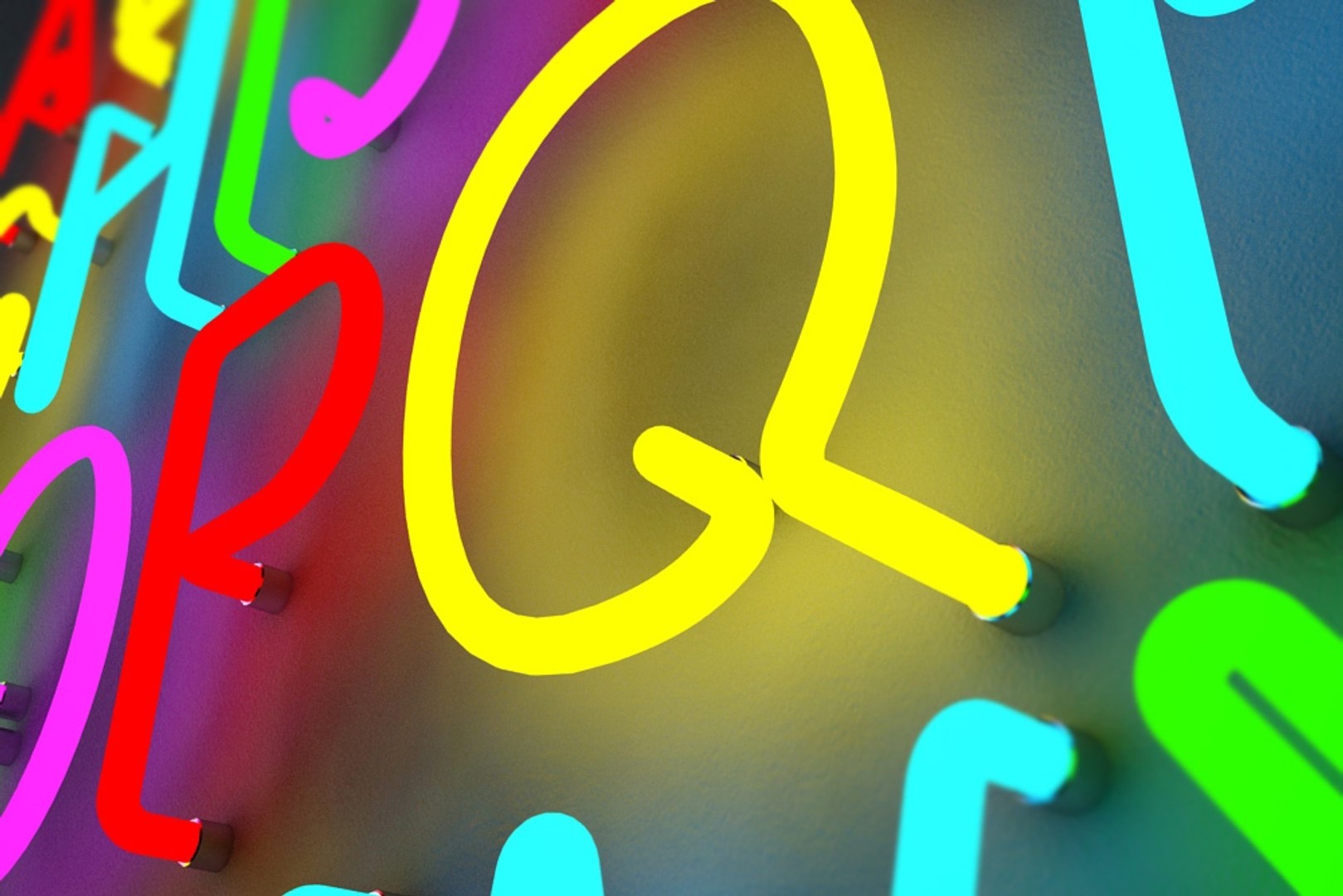 letters neon lights tube 3d max
