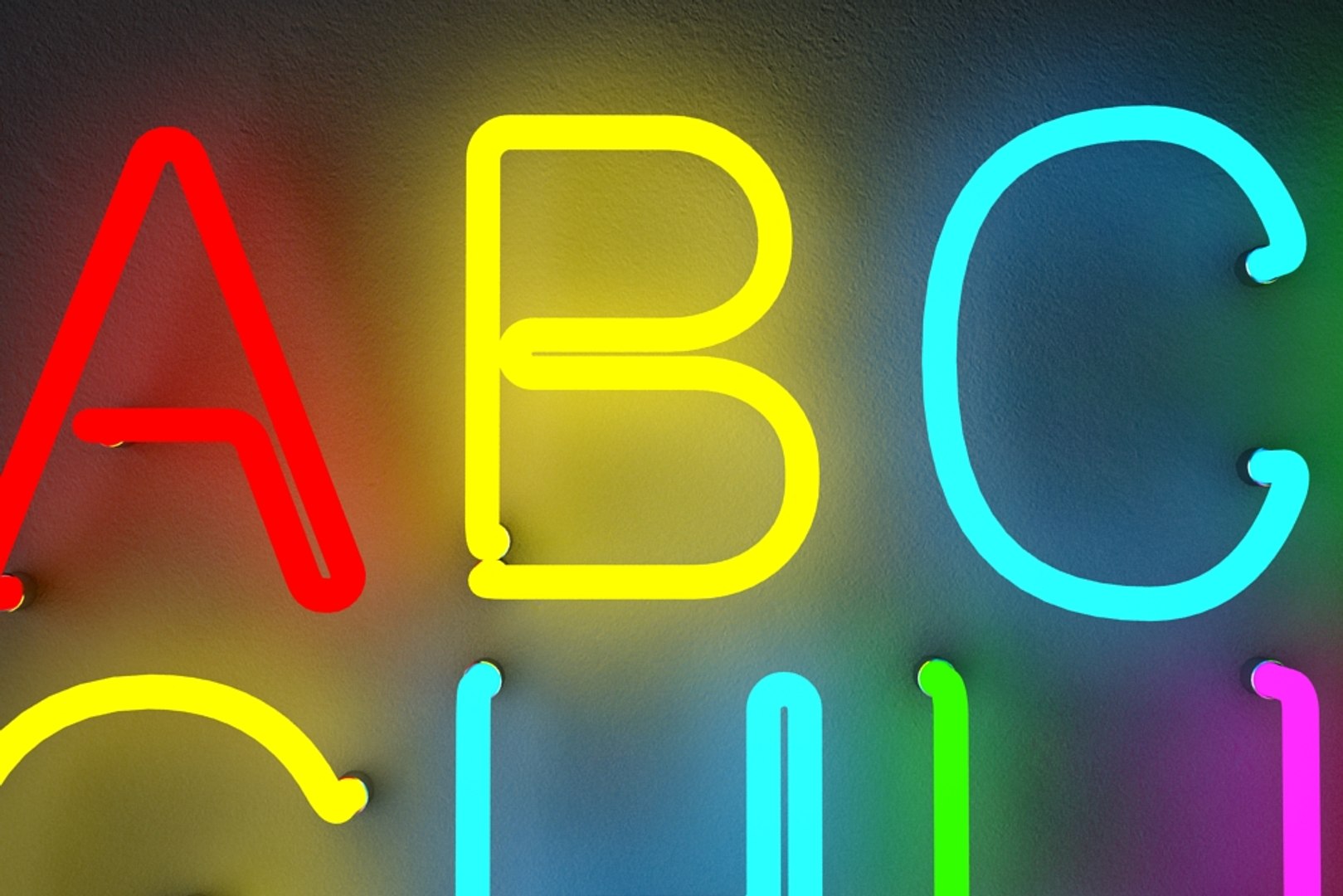 letters neon lights tube 3d max