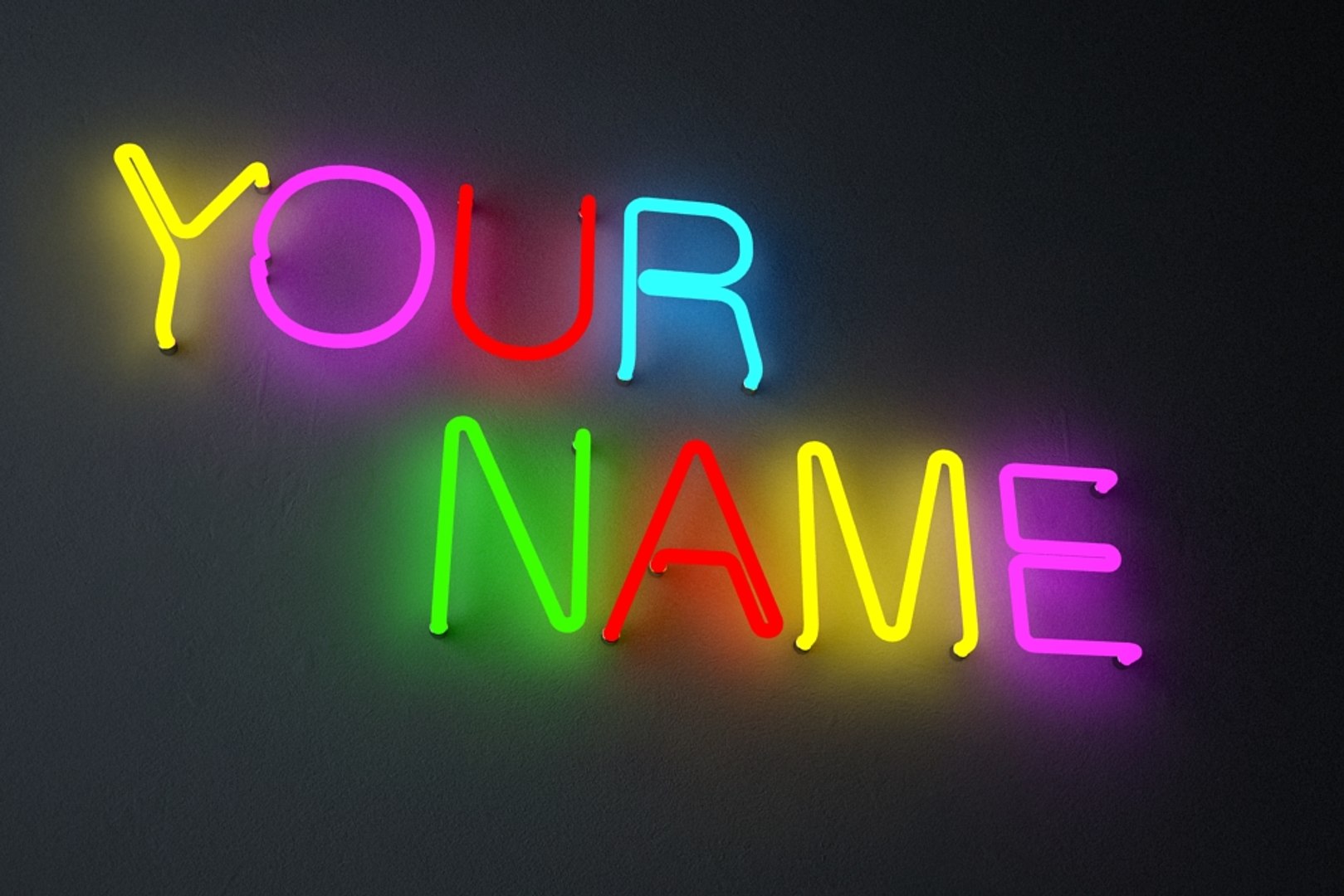 letters neon lights tube 3d max