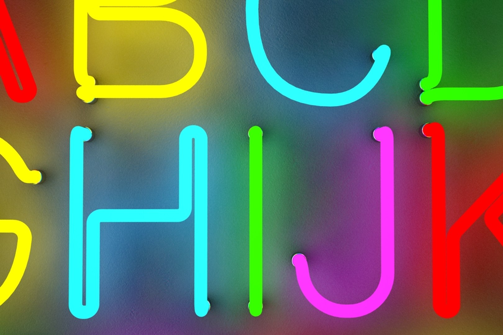 letters neon lights tube 3d max