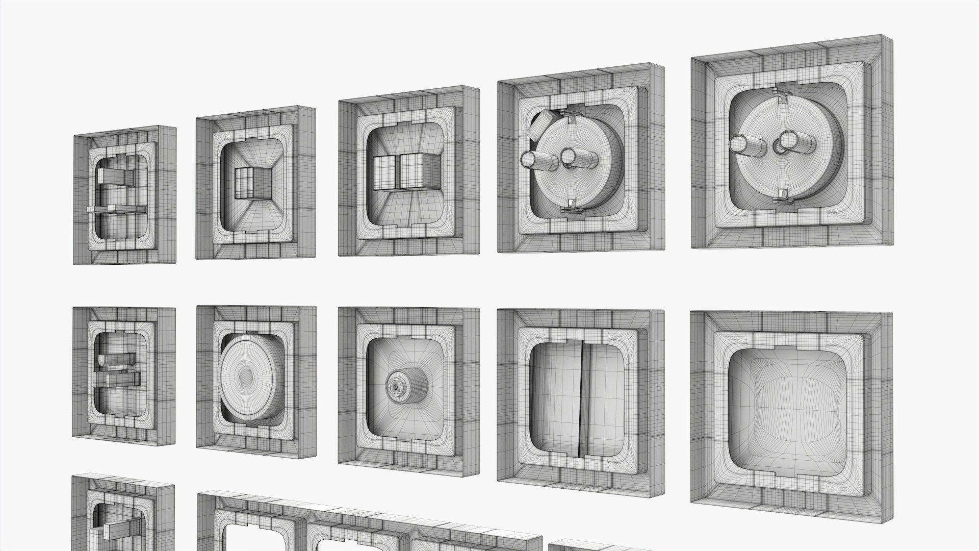Outlet frame set EU US UK black 3D model - TurboSquid 1809456