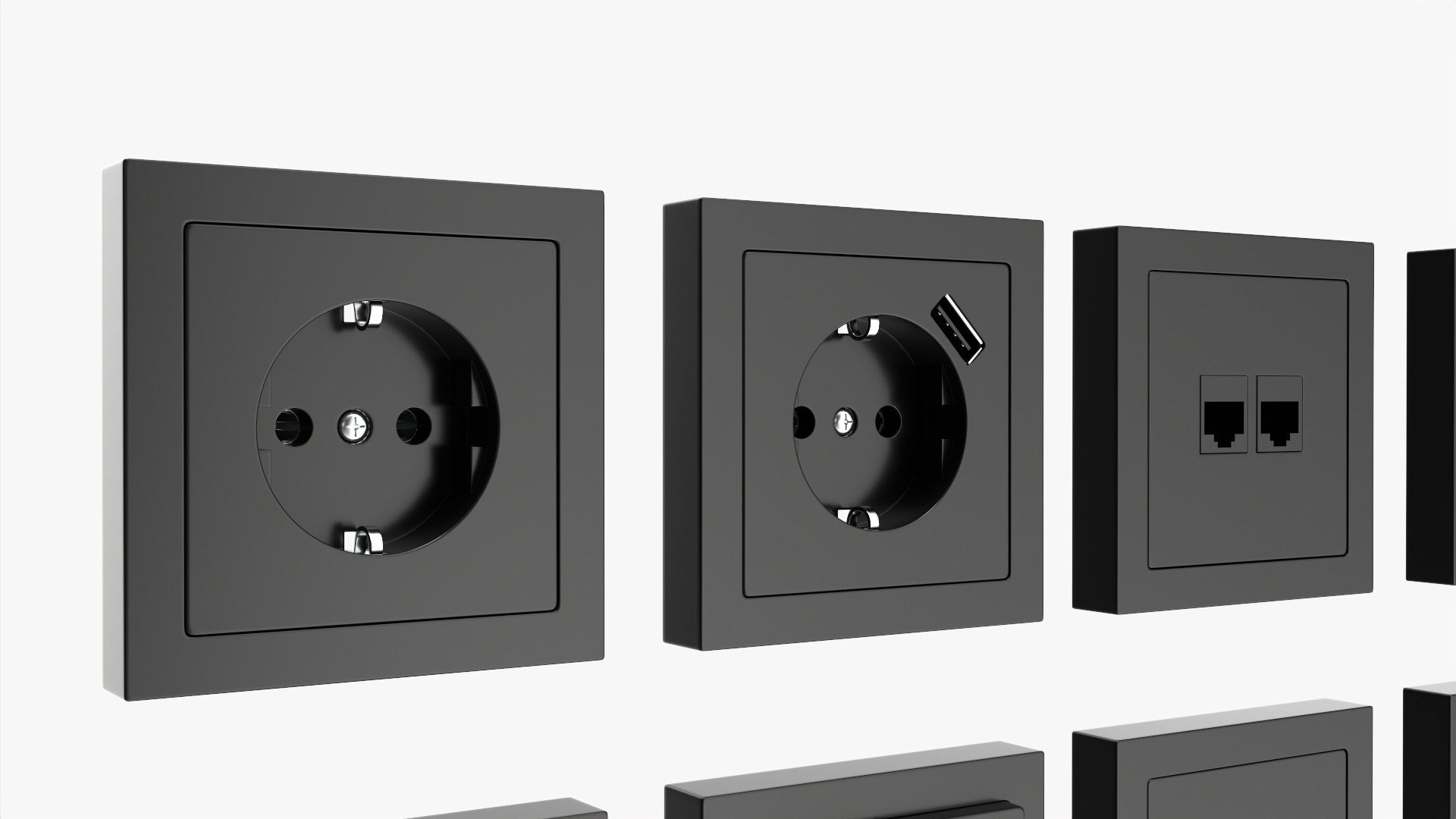 Outlet frame set EU US UK black 3D model - TurboSquid 1809456