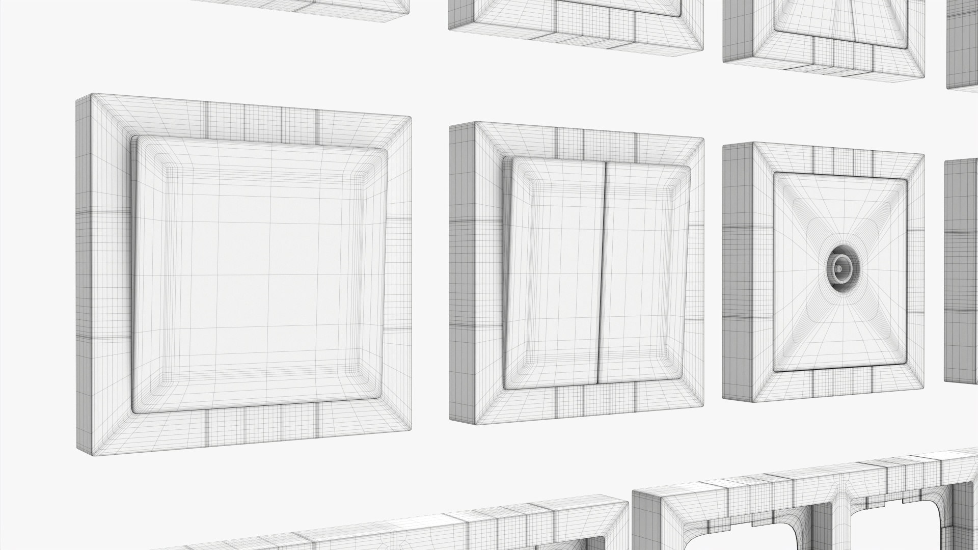 Outlet frame set EU US UK black 3D model - TurboSquid 1809456
