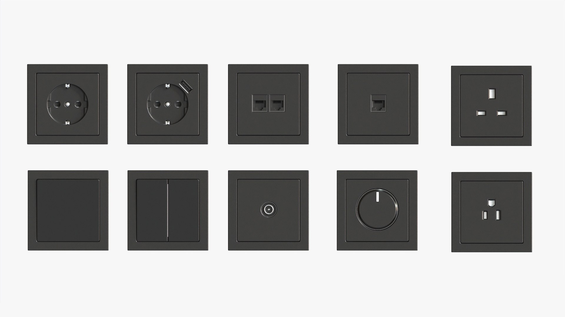 Outlet frame set EU US UK black 3D model - TurboSquid 1809456