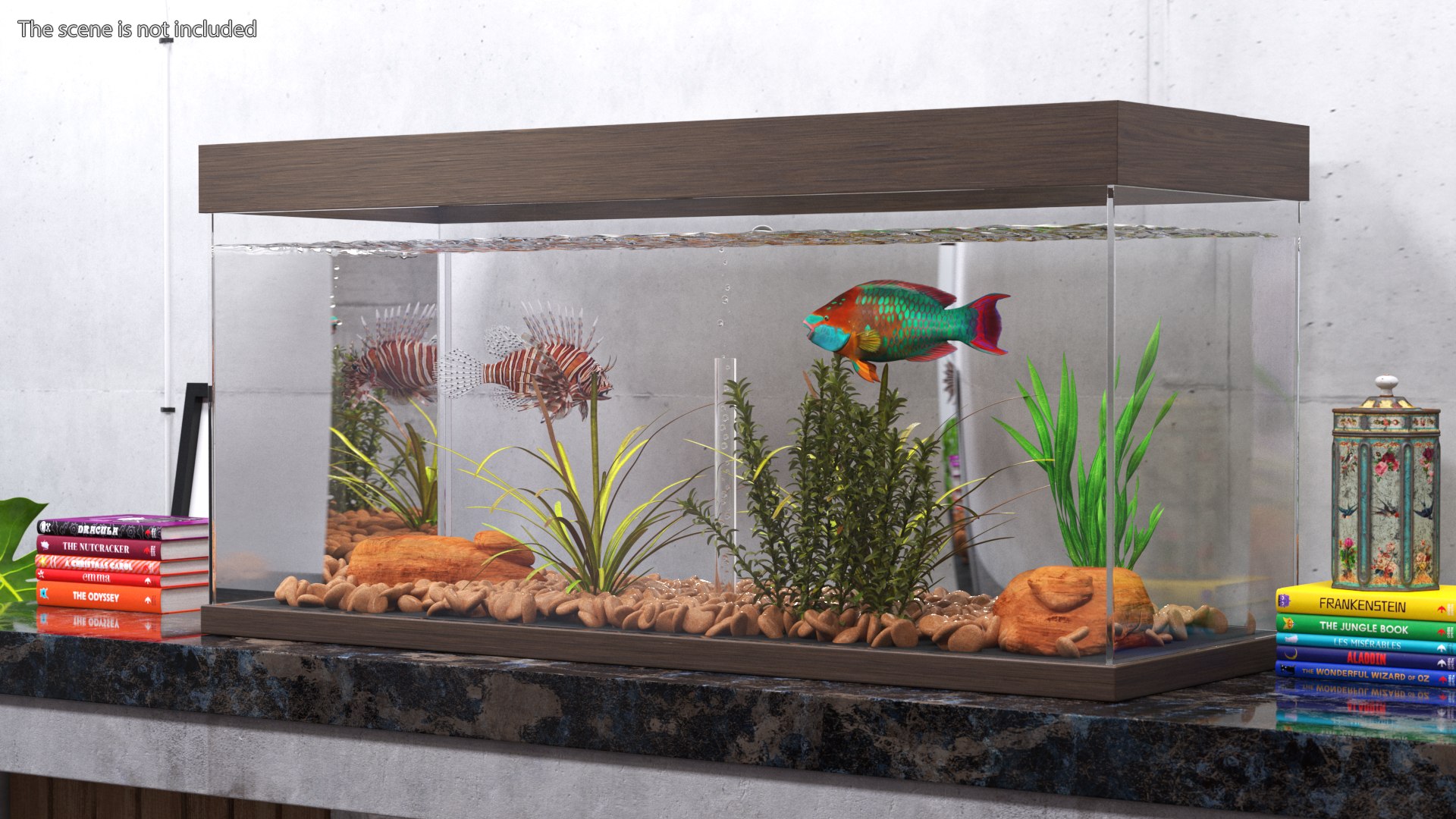 3D Fish Tank Wooden Long Model - TurboSquid 2221270