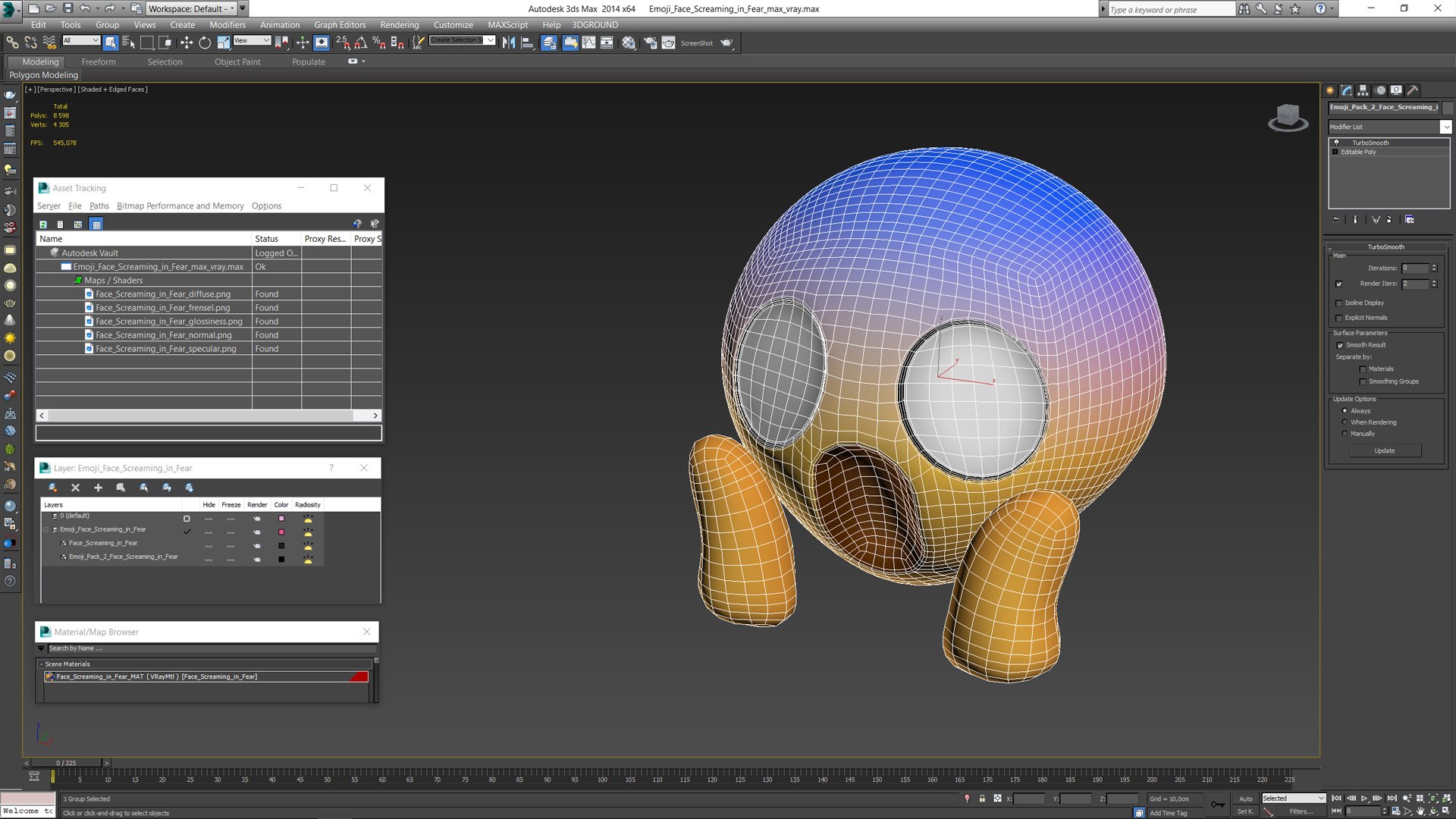 Emoji Face Screaming In Fear 3D - TurboSquid 2240452