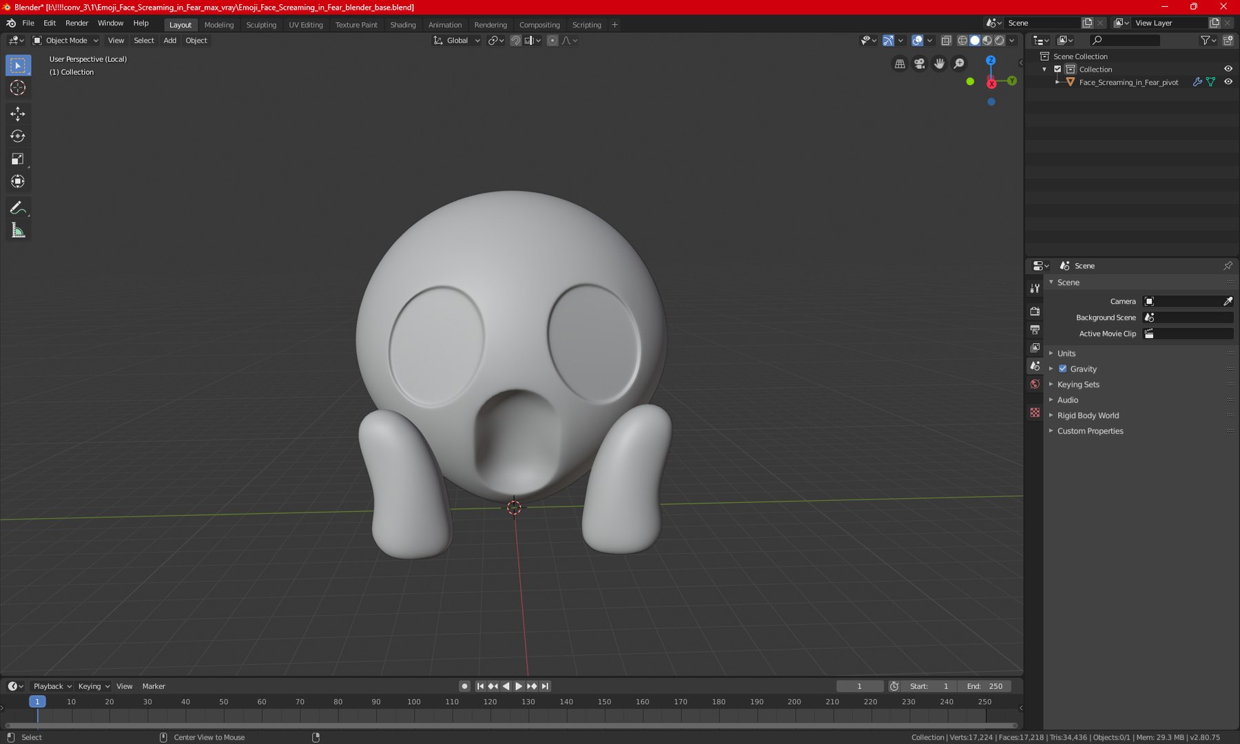 Emoji Face Screaming In Fear 3D - TurboSquid 2240452