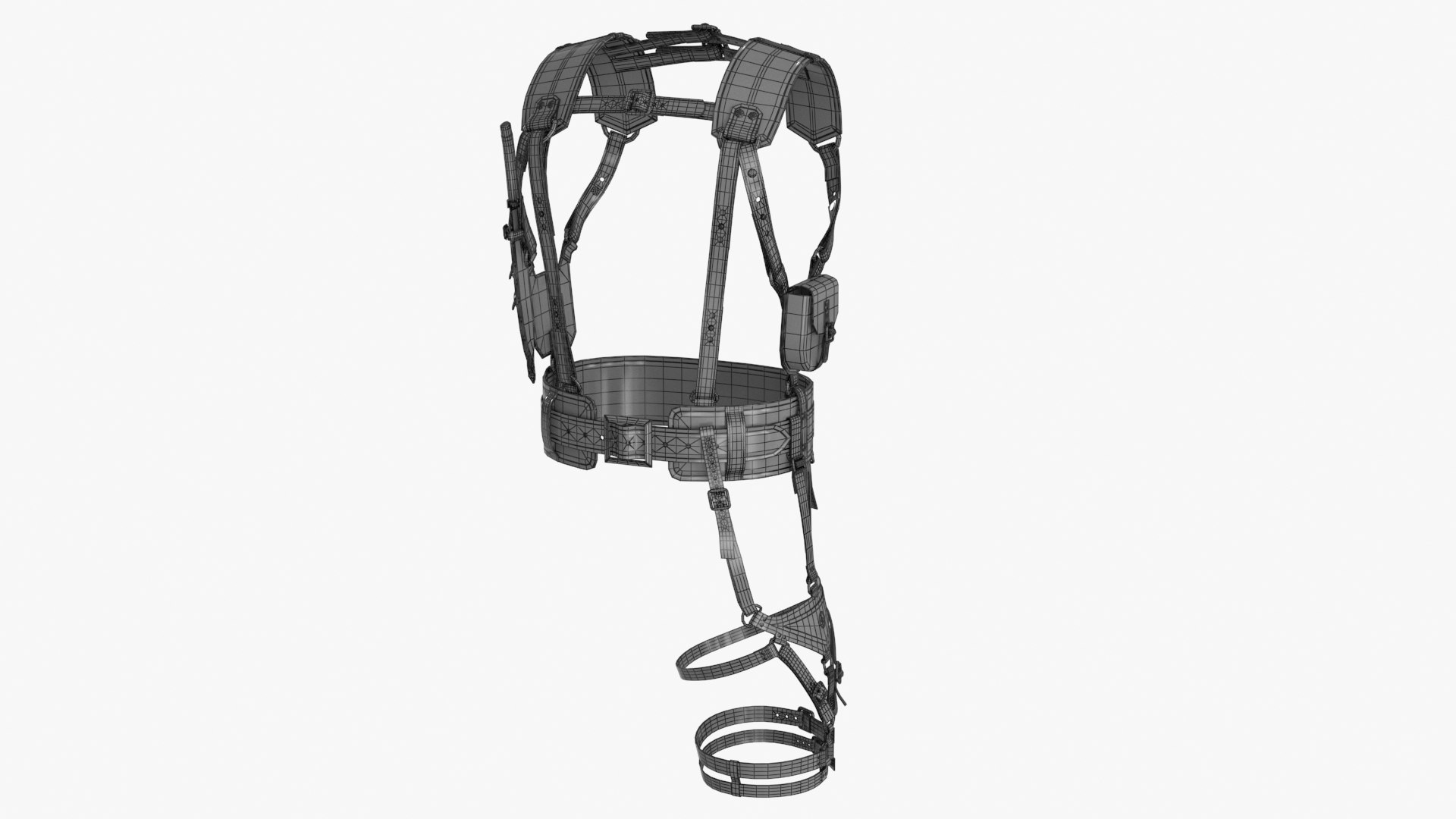 3D Leather Harness Holster and Leg Pouch with Knife 2 Colors model ...