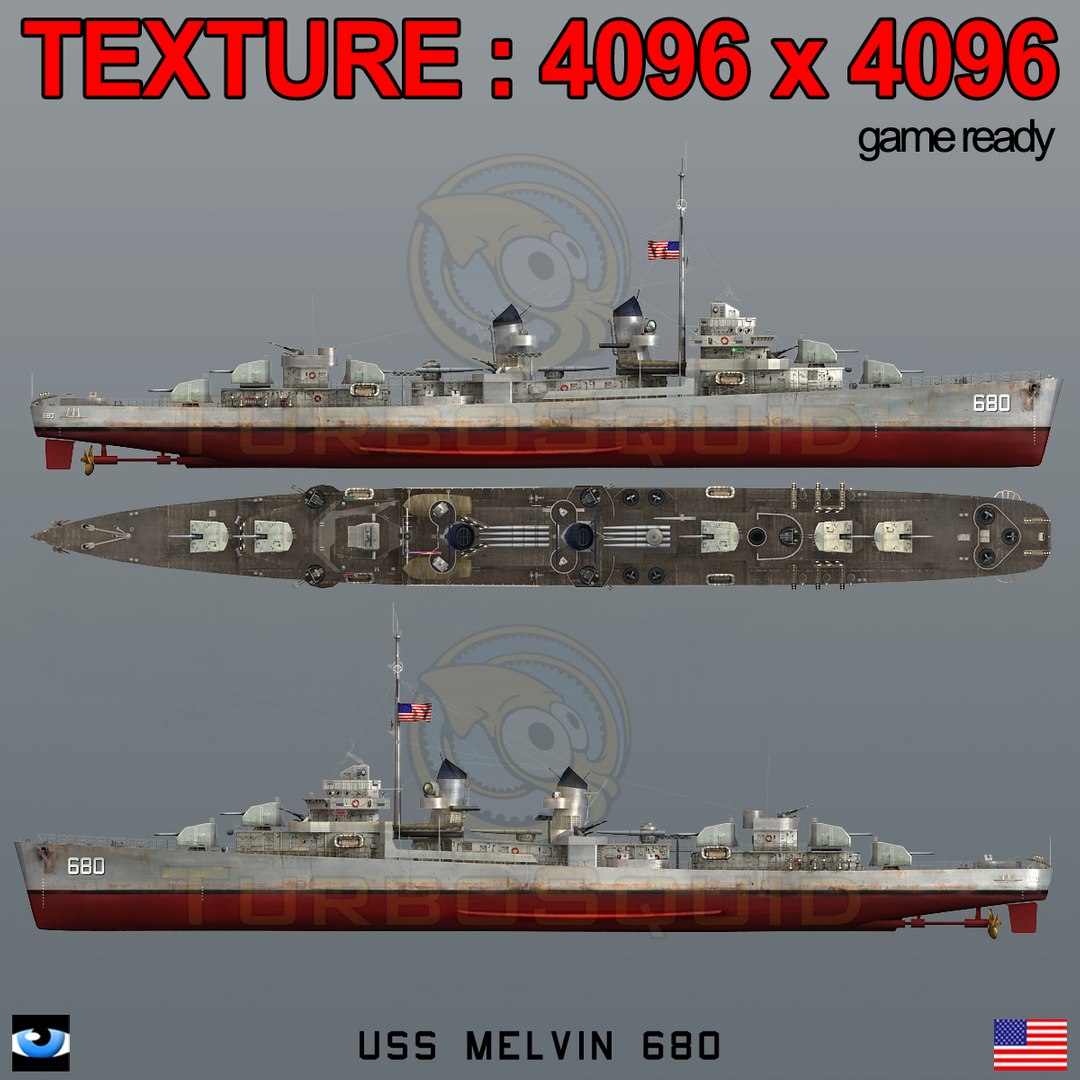Uss Melvin Dd Fletcher 3D - TurboSquid 1222388