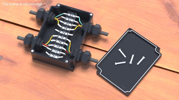 modelo 3d Black Junction Box with 4 Wires - TurboSquid 1910055