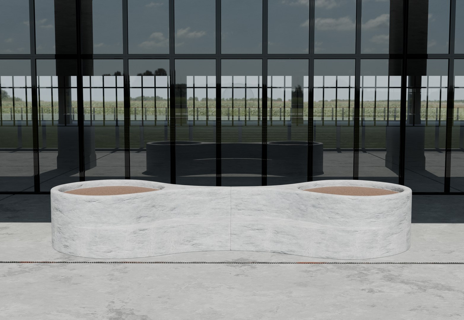 Urban Concrete Element Sitting Bench And Plant Pot 3D - TurboSquid 2345947