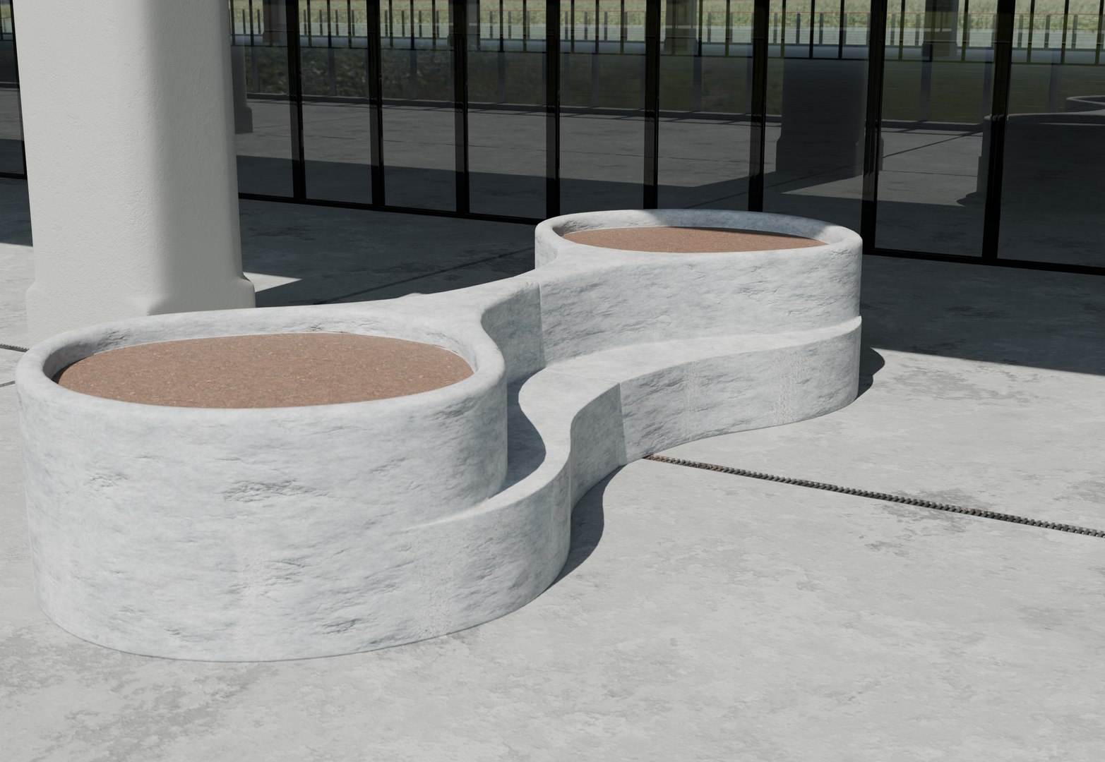 Urban Concrete Element Sitting Bench And Plant Pot 3D - TurboSquid 2345947