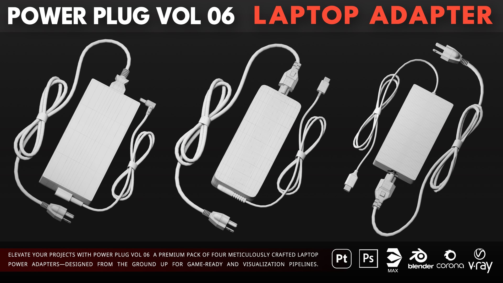 3D Model Power Plug Vol 06 Laptop Adapters - TurboSquid 2398960