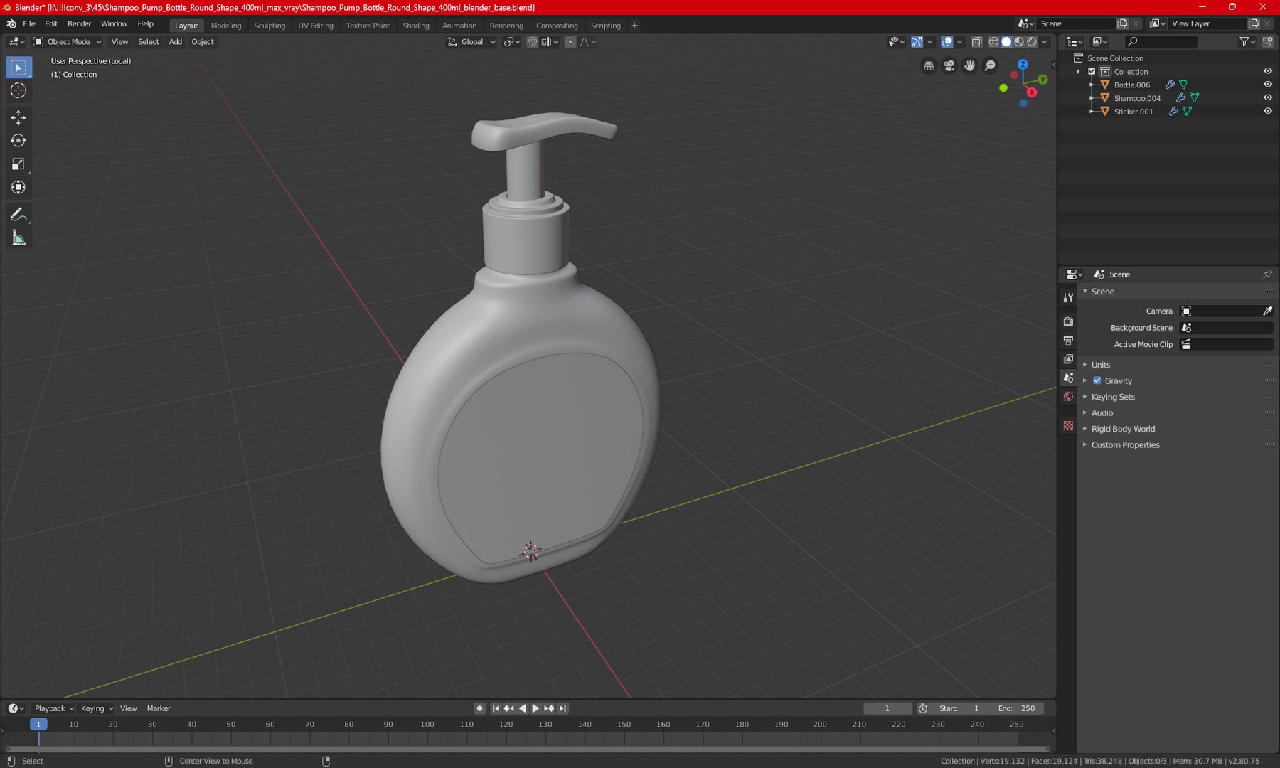 Shampoo Pump Bottle Round Shape 400ml 3D model - TurboSquid 2172323