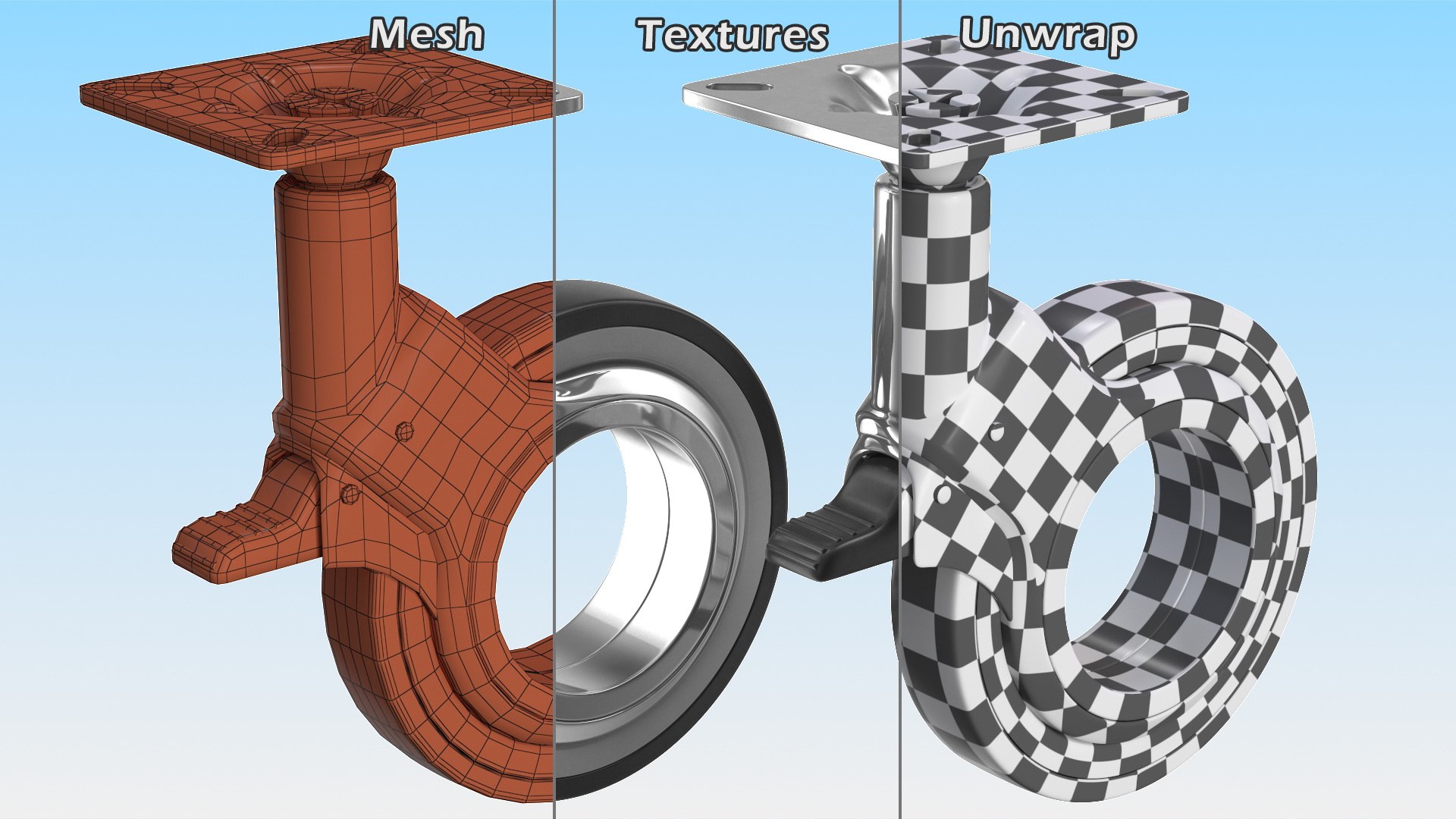 Hub Free Swivel Caster With Brake 3D Model - TurboSquid 1788002