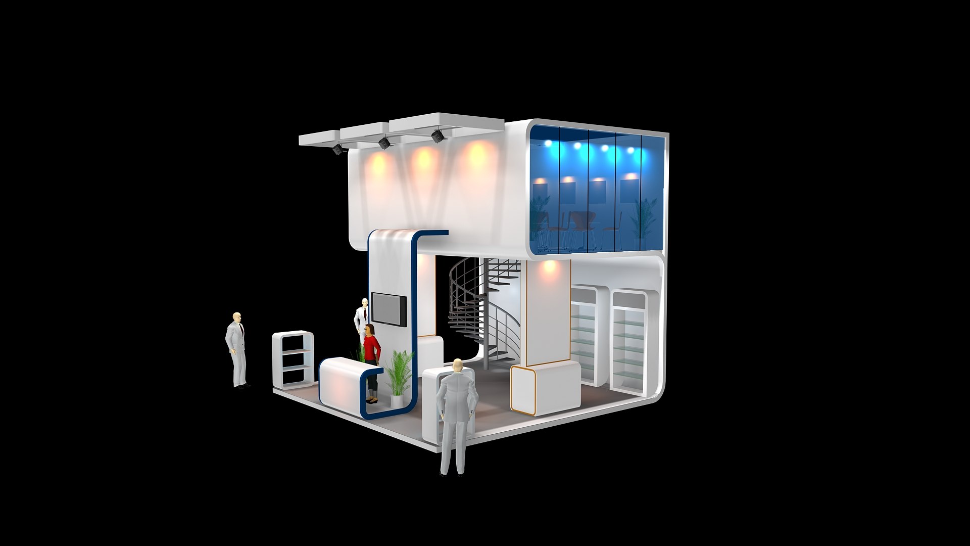 10x12 Double Decker Exhibition Stand 3 Side Open Model - TurboSquid 1866647