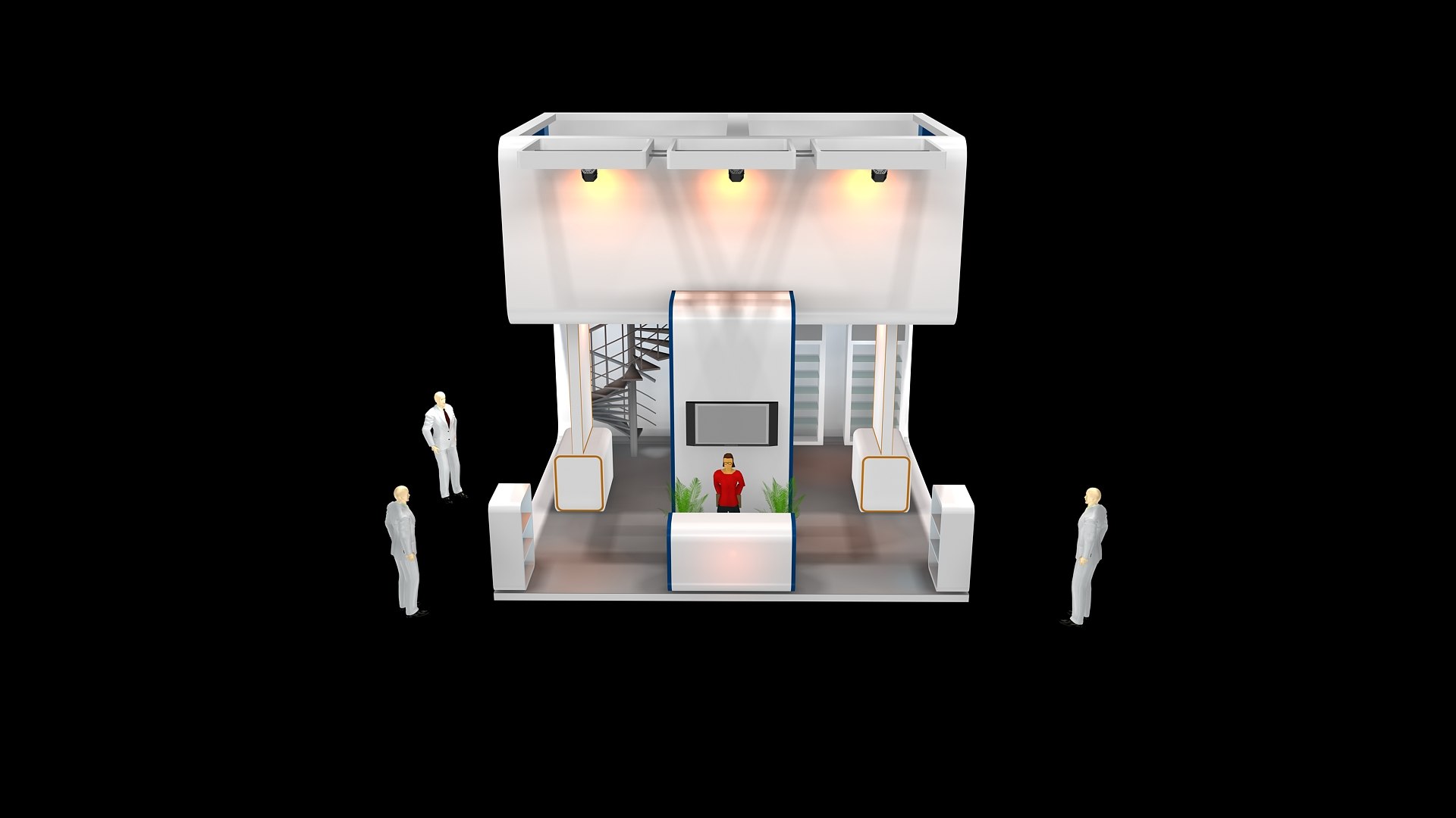 10x12 Double Decker Exhibition Stand 3 Side Open Model - TurboSquid 1866647