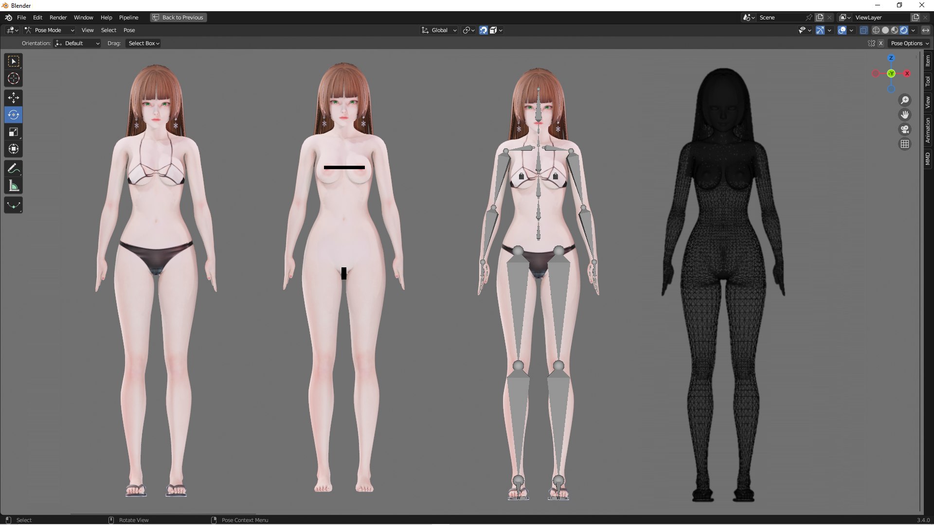 3D Model Bikini Clothes 0022 - Rig - Unreal - Unity - Blender - Animated - Realistic Female ...