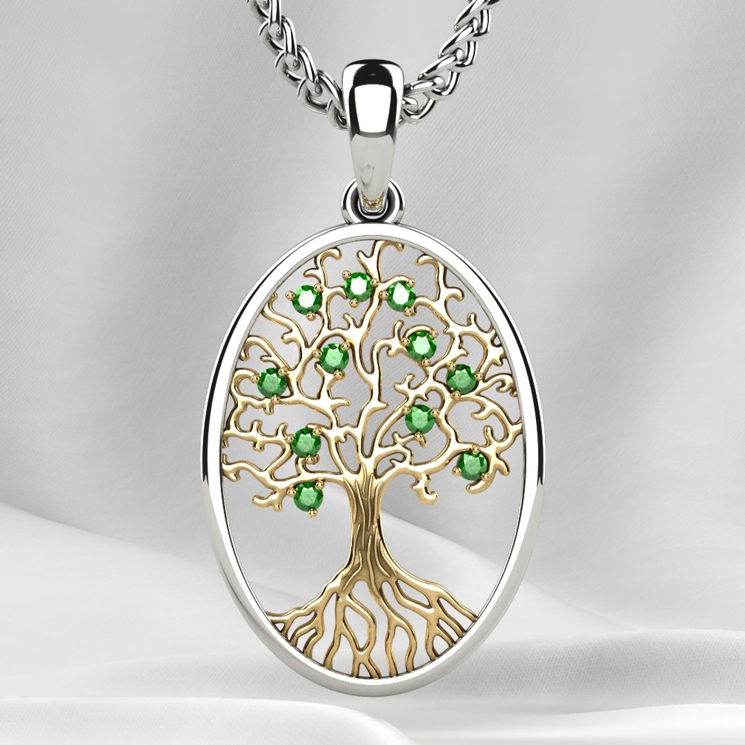 3D Model Gold Pendant Emeralds Printing - TurboSquid 1529708