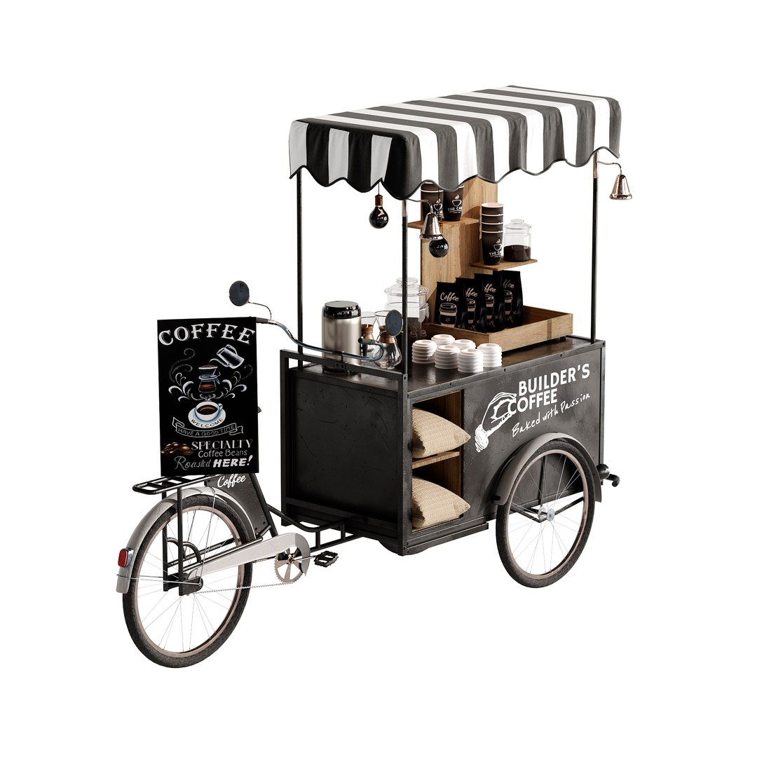 Coffee Bike Black Set 3 3D Model - TurboSquid 1908577