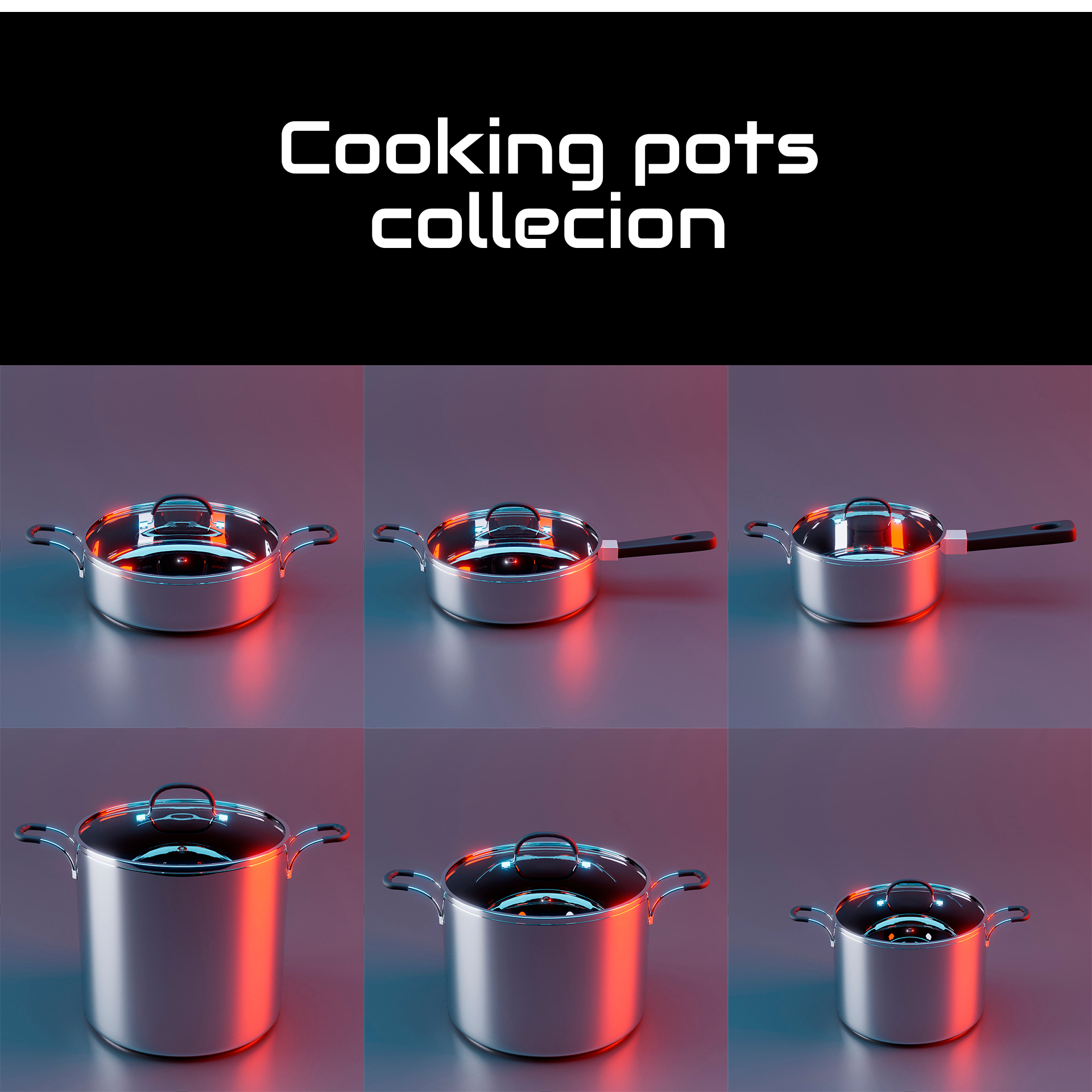 3D cooking pots collecion model - TurboSquid 1701336