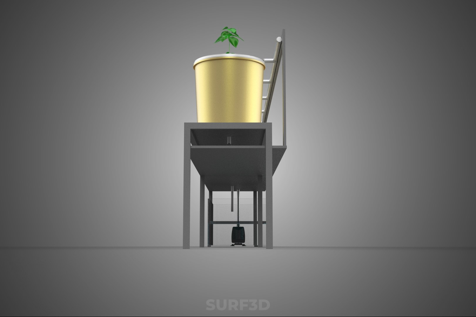 3D Model DUTCH BUCKET SYSTEM 5 POT RECIRCULATING HYDROPONICS SETUP ...