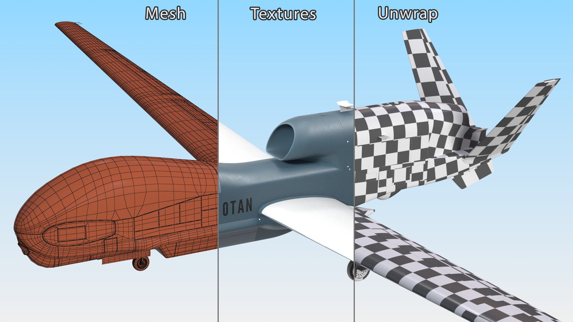 3D RQ-4D Phoenix Global Hawk Drone Rigged Model - TurboSquid 2158869