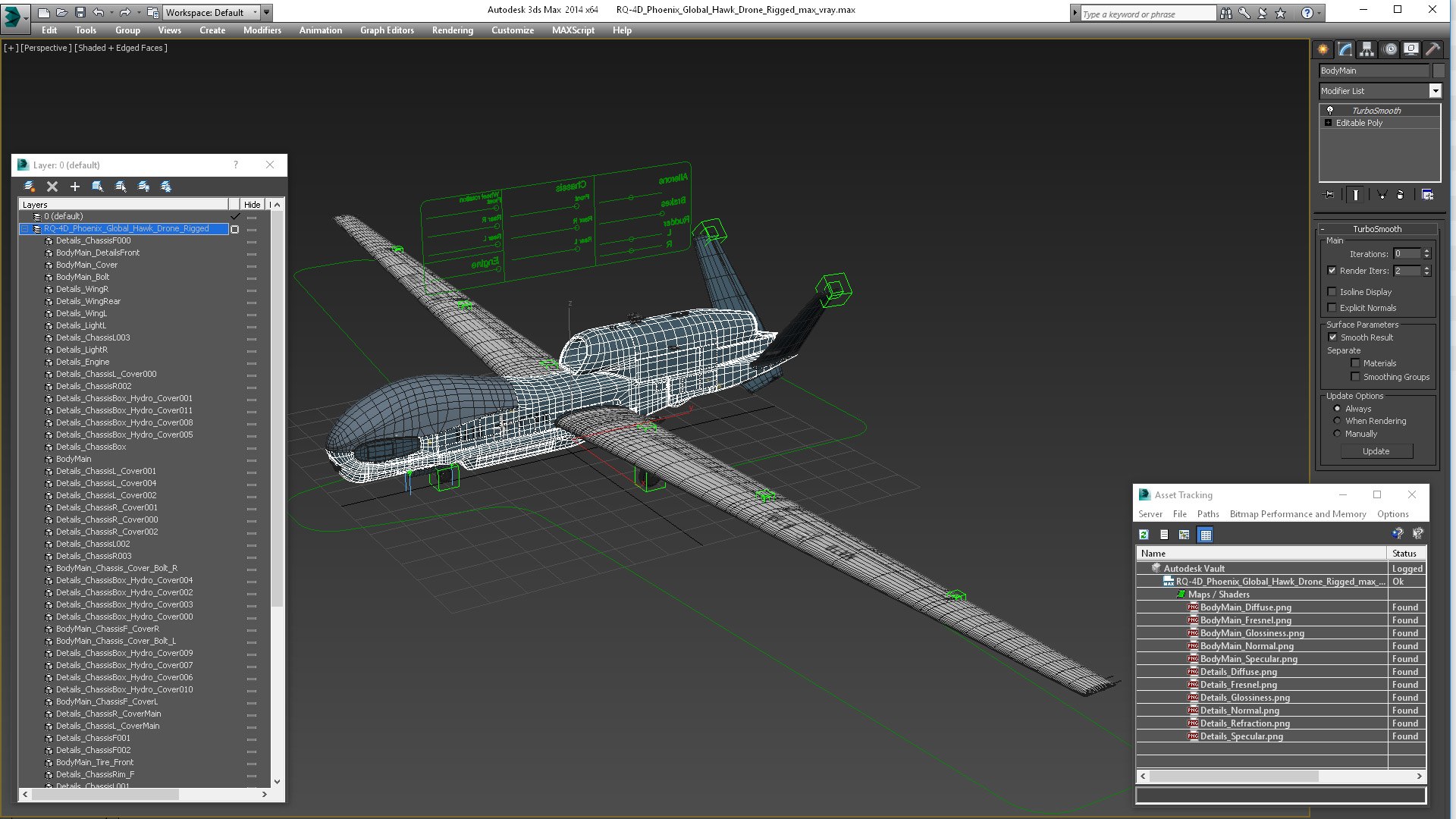 3D RQ-4D Phoenix Global Hawk Drone Rigged Model - TurboSquid 2158869