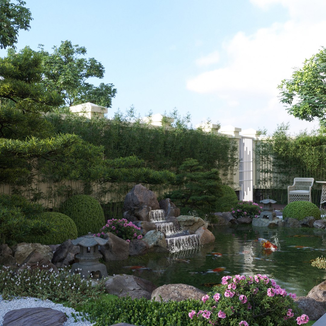 Koi Fish Water Waterfall 3D Model - TurboSquid 1558560