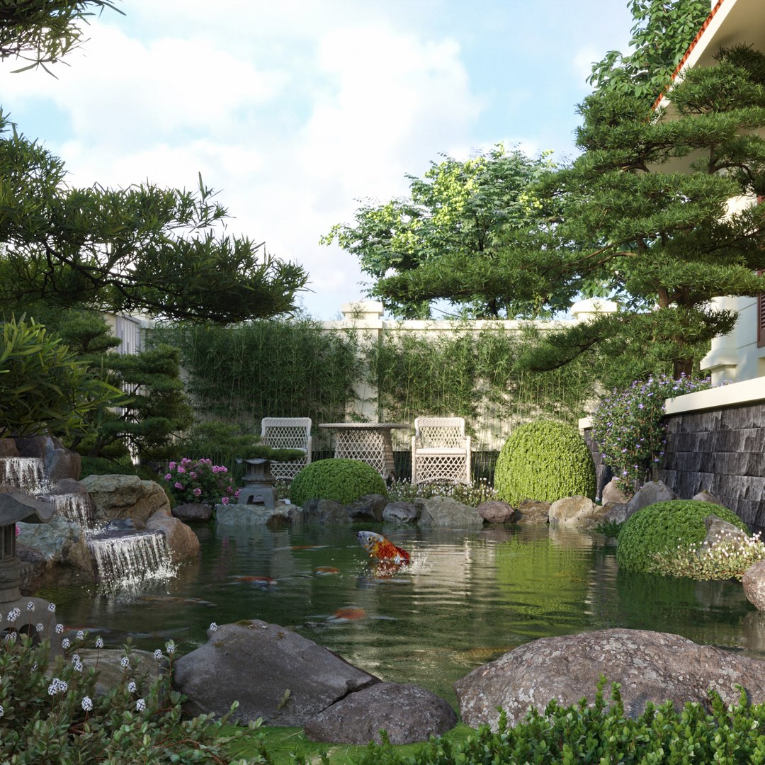 Koi Fish Water Waterfall 3D Model - TurboSquid 1558560