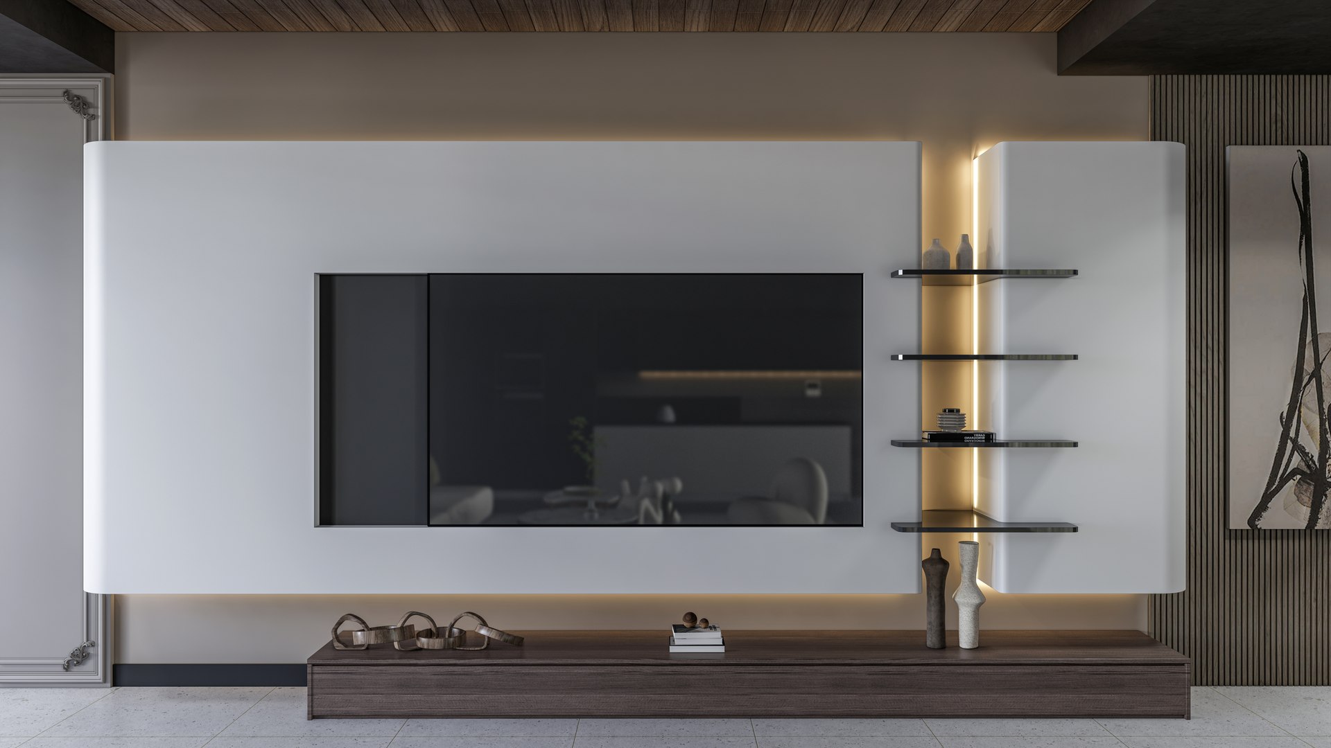 3D Modern TV wall unit model - TurboSquid 2134733