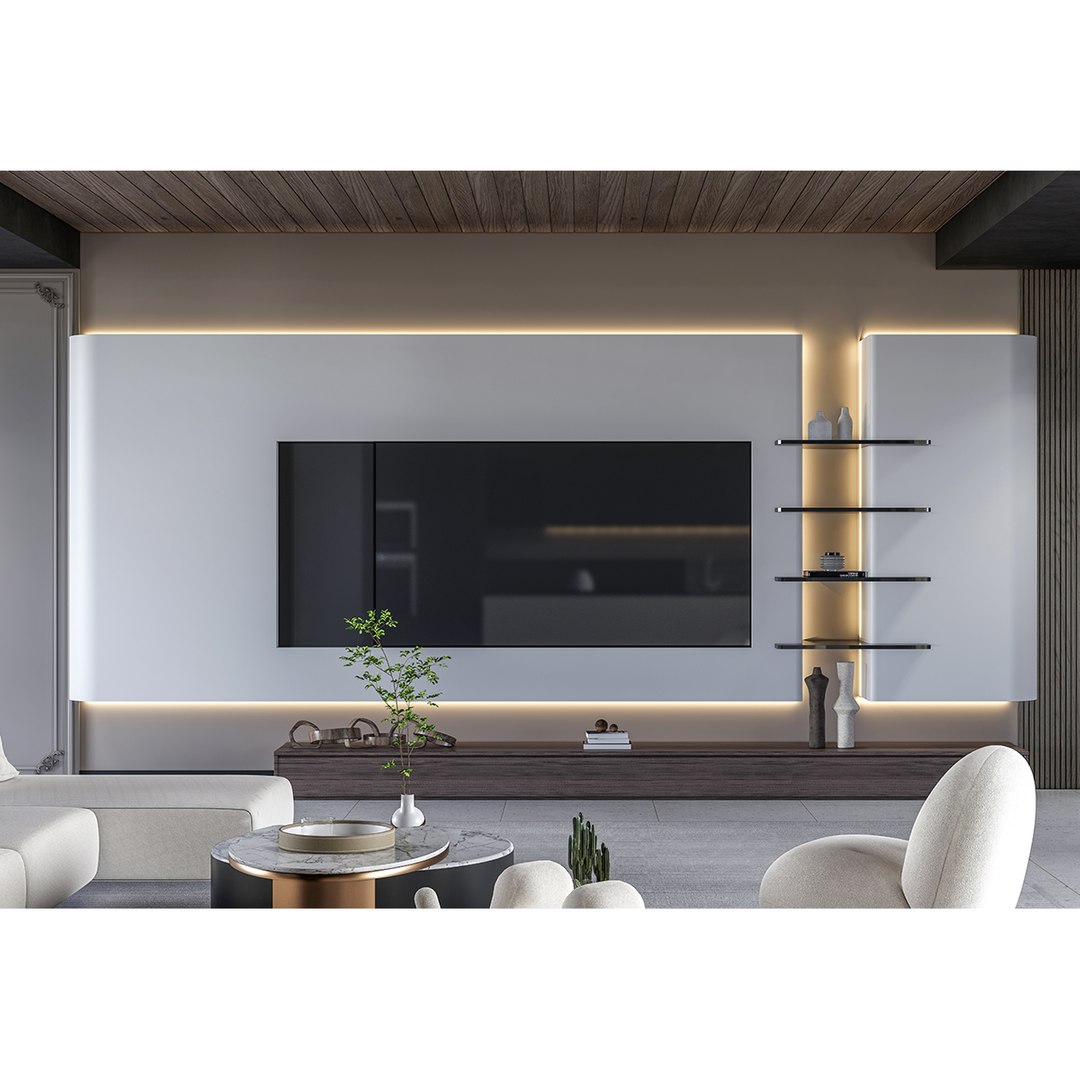 3D Modern TV wall unit model - TurboSquid 2134733