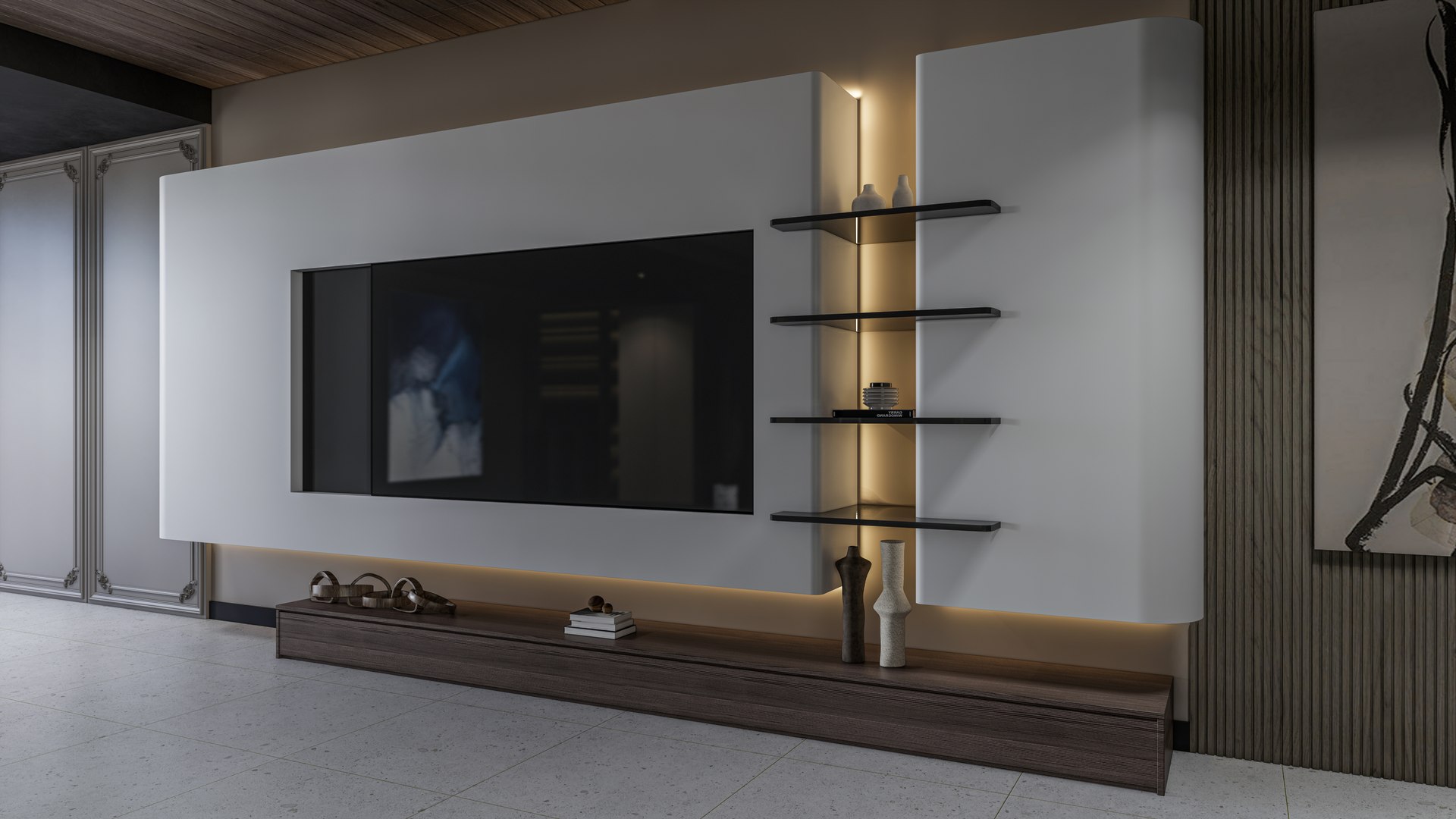 3D Modern TV wall unit model - TurboSquid 2134733