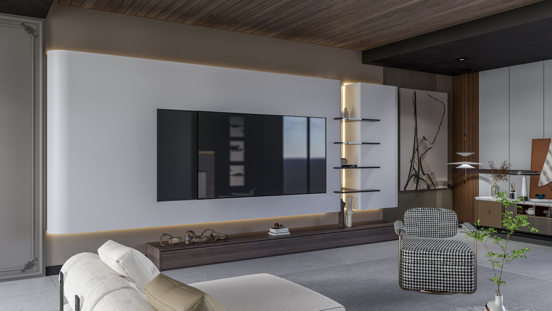 3D Modern TV wall unit model - TurboSquid 2134733