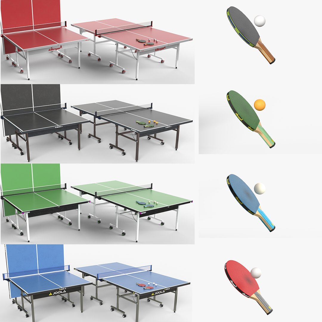 Collection of pingpong tables racket and balls 3D model - TurboSquid ...