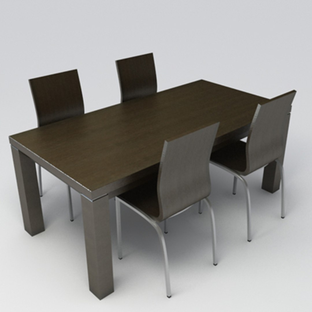 3ds Max Wenge Table Chairs