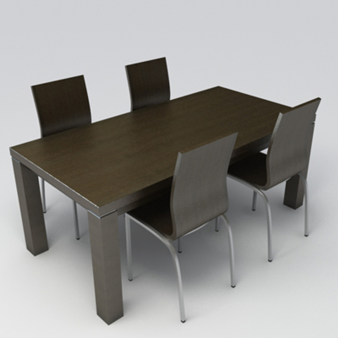 3ds max wenge table chairs